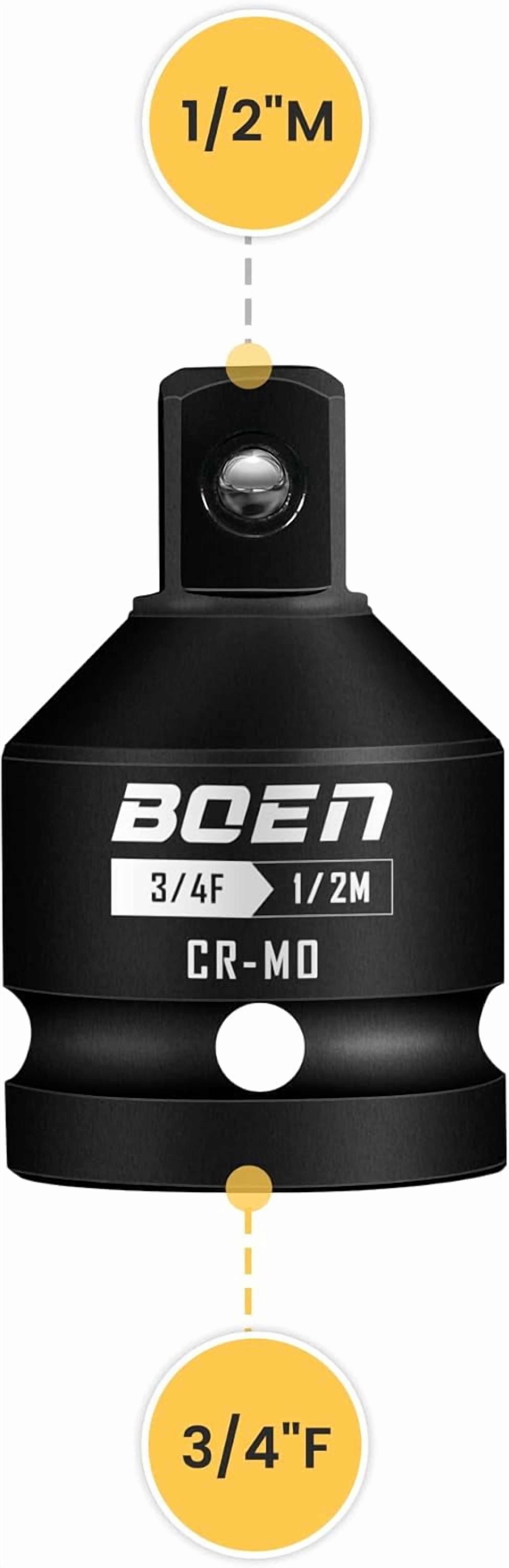 GHRTGR-BOEN 3/4"F to 1/2"M Impact Socket Adapter, Cr-Mo Steel,Socket ...
