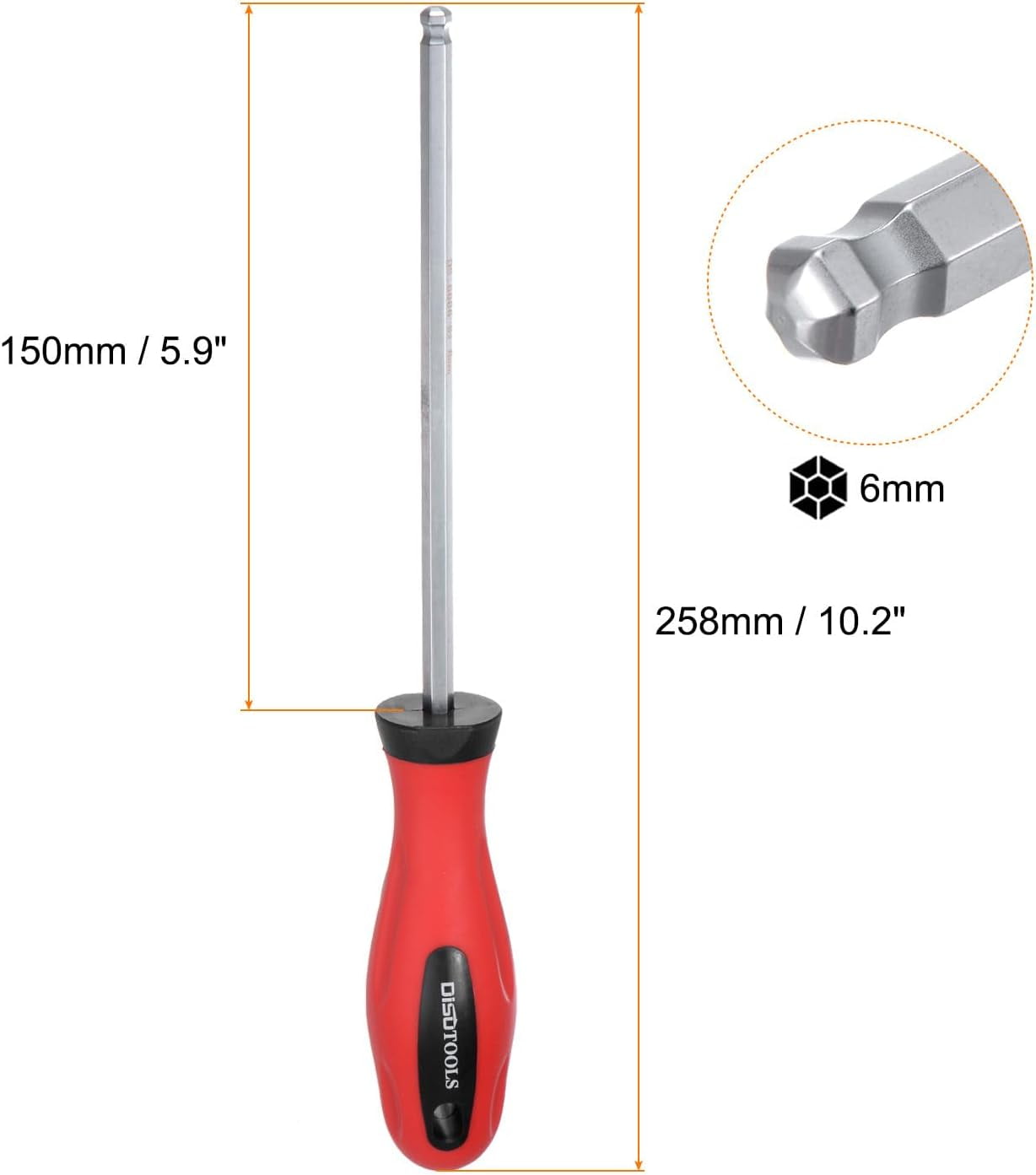 GHRTGR-Ball Head Hex Screwdriver 6mm x 150mm Magnetic Ball End ...