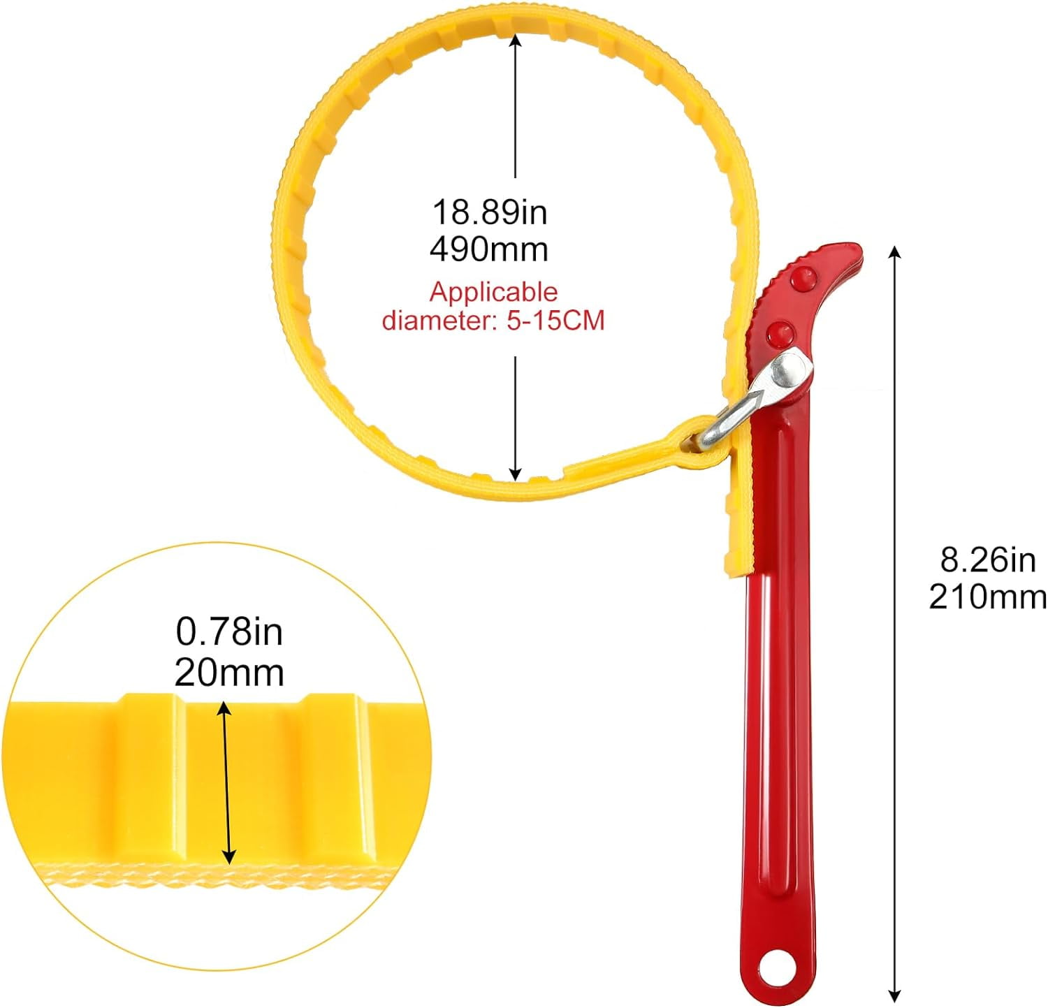 GHRTGR-Belt Strap Wrench 8 Inches, Multifunctional Steel Handle ...