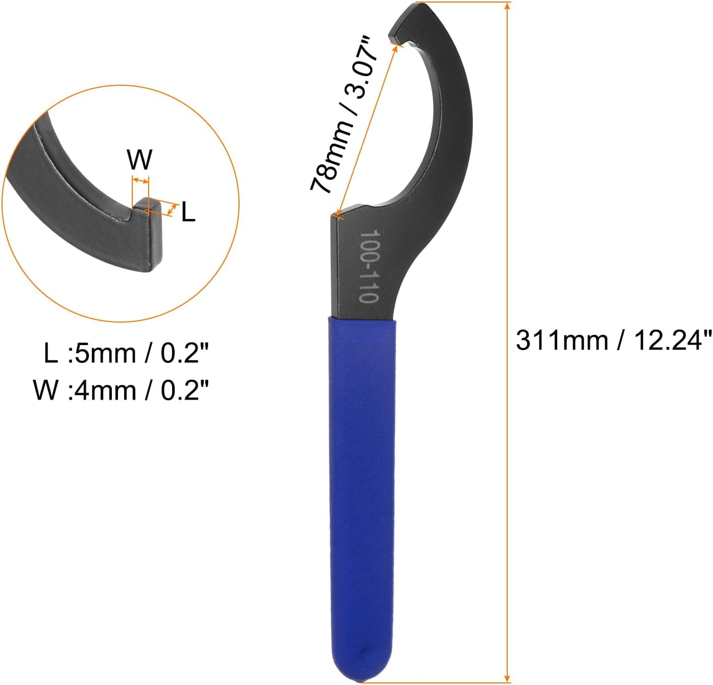 GHRTGR-C Hook Spanner Wrench 100-110 Nut Shock Wrench Steel Chuck Nut ...