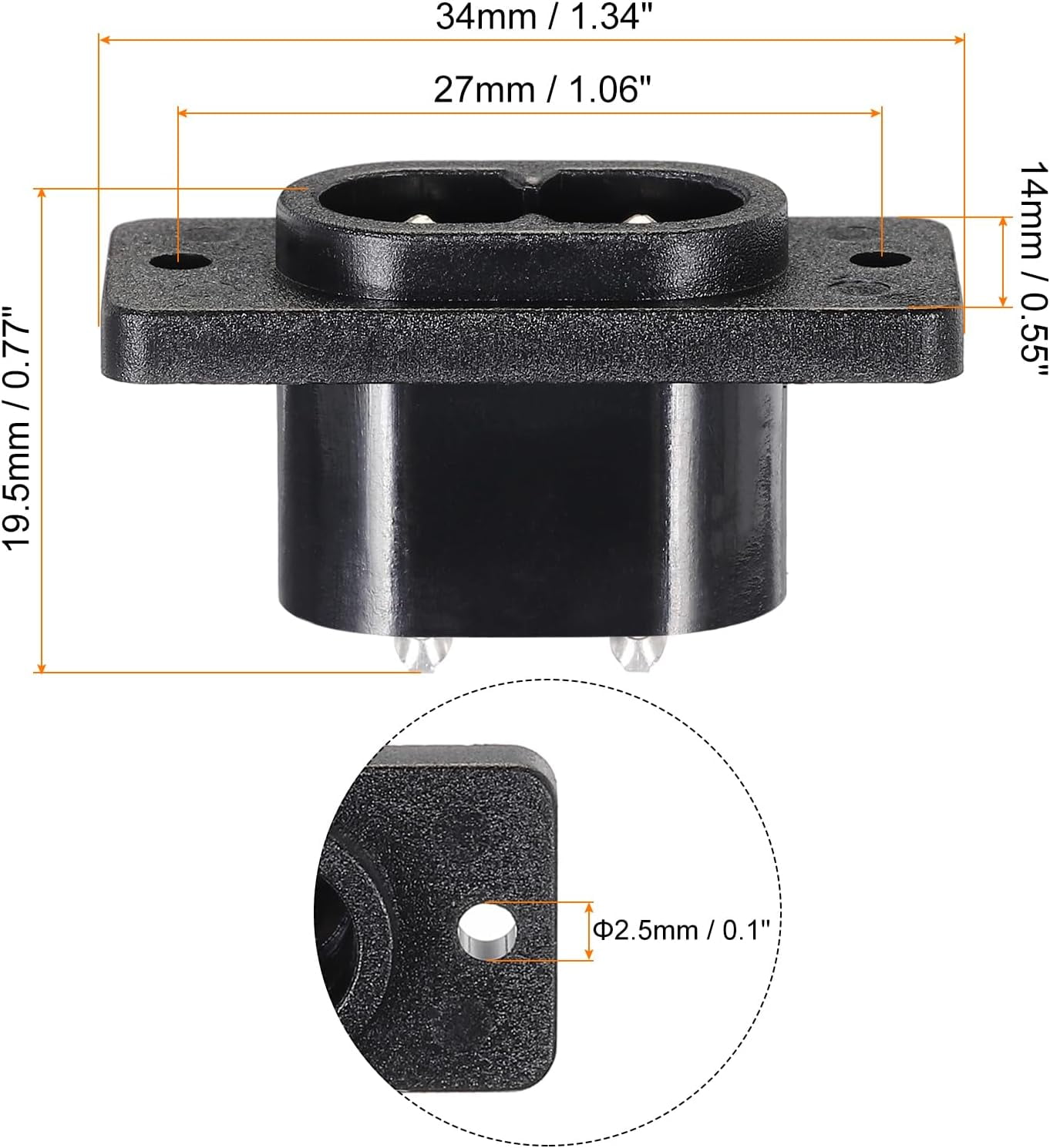 GHRTGR-C8 Panel Mount Plug Adapter 250V AC 2.5A 2Pins IEC Inlet Module ...