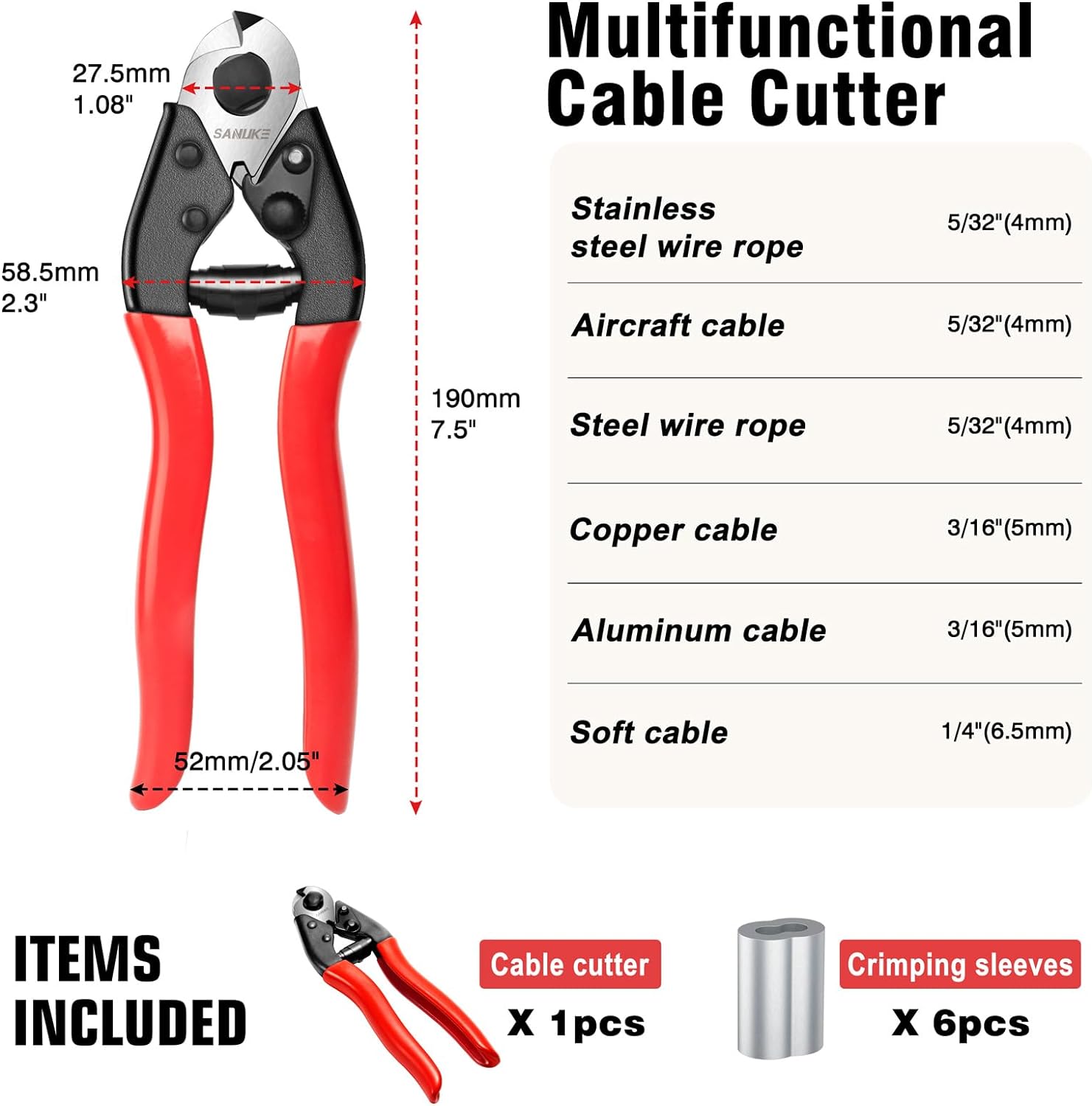 GHRTGR-Cable Cutter Wire Rope Heavy Duty up to 5/32" Stainless Steel ...