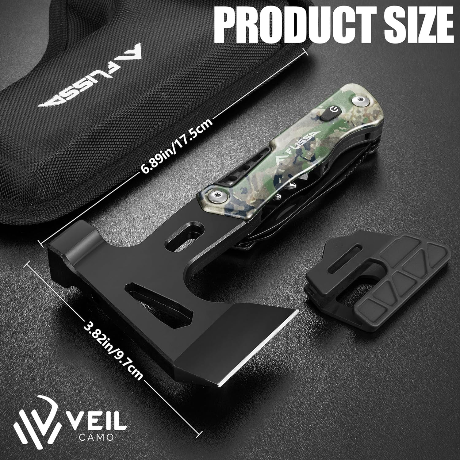 GHRTGR-Camping Axe Hammer Multitool, Gift for Father, Hatchet Multi Tool Camo Stainless Steel ...