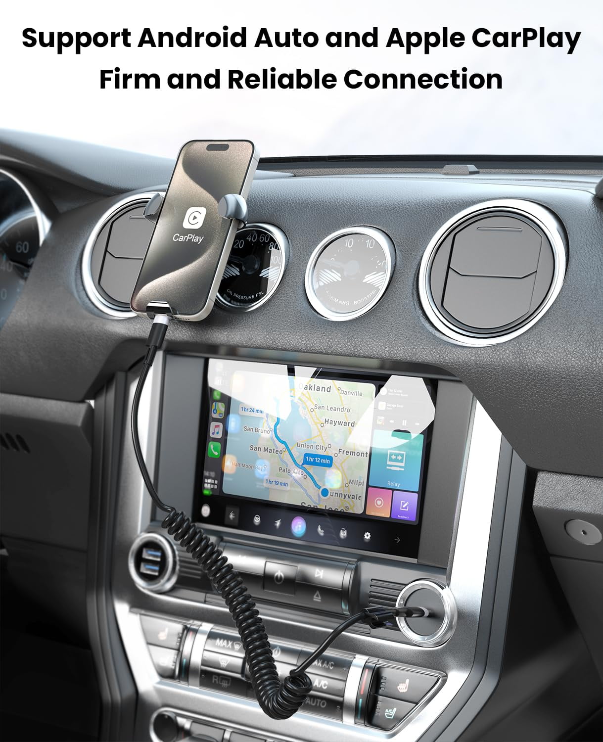 GHRTGR-CarPlay Cable for iPhone 16, Coiled USB C to USB C Cable, 3 FT ...