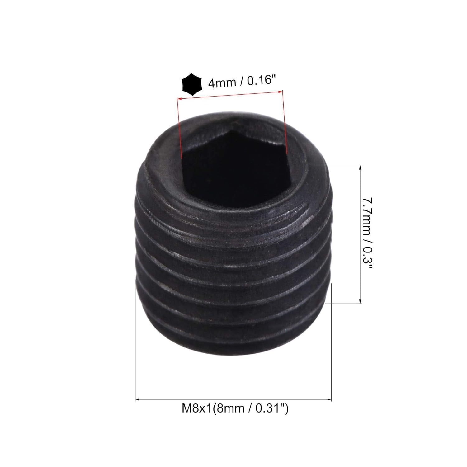GHRTGR-Carbon Steel Internal Hex Thread Socket Pipe Plug, M8x1 Male ...
