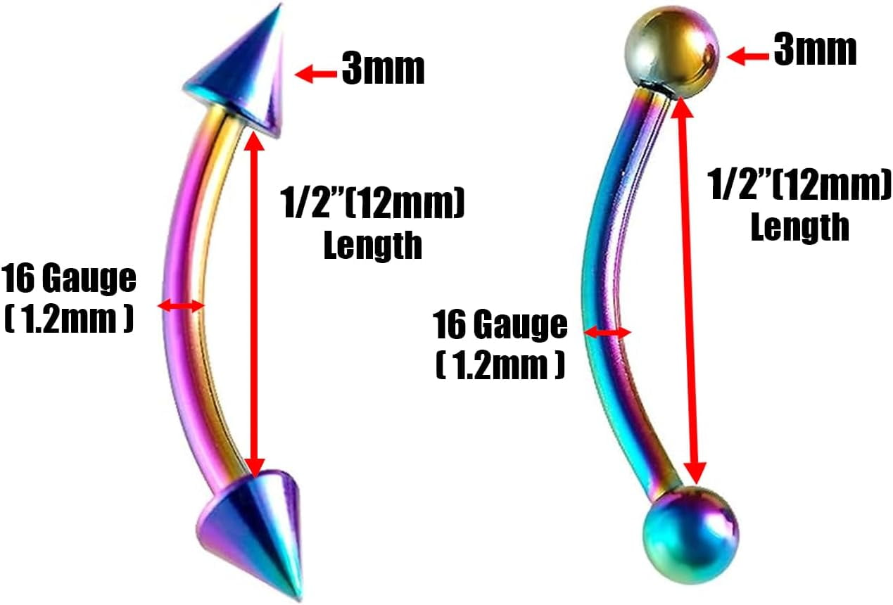 GHRTGR-Cartilage Earring Eyebrow Piercing Spike Lip Rings Balls 16g ...