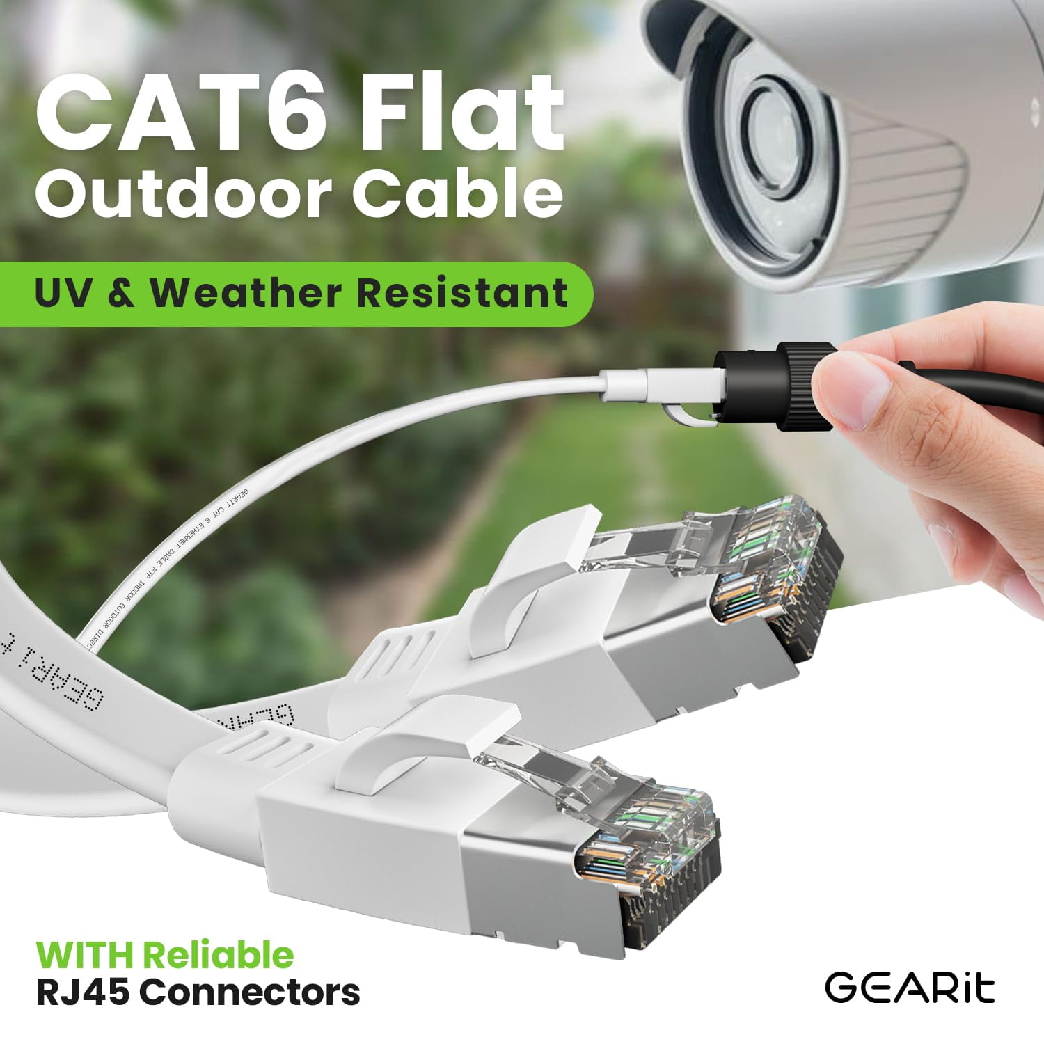 GHRTGR-Cat 6 Outdoor Flat Ethernet Cable (60ft, White) Direct Burial ...