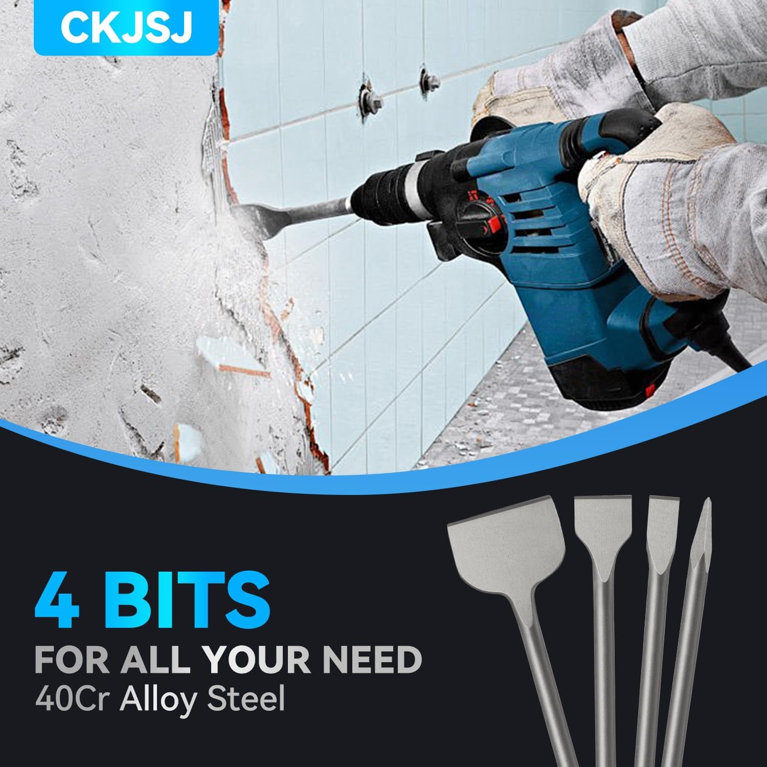 GHRTGR-Chisel Set with SDS Plus Shanks,4pc Masonry Concrete Drill Bit ...