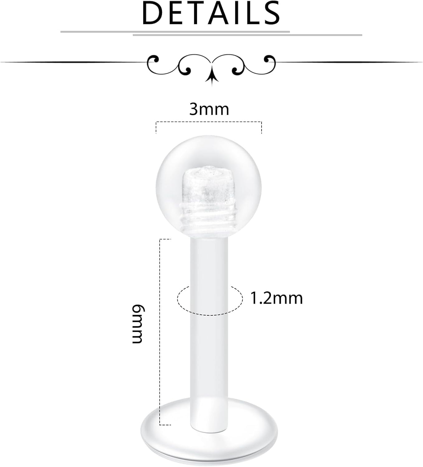 GHRTGR-Clear Cartilage Earring-16pcs 16G Clear Acrylic Bioflex Tragus ...