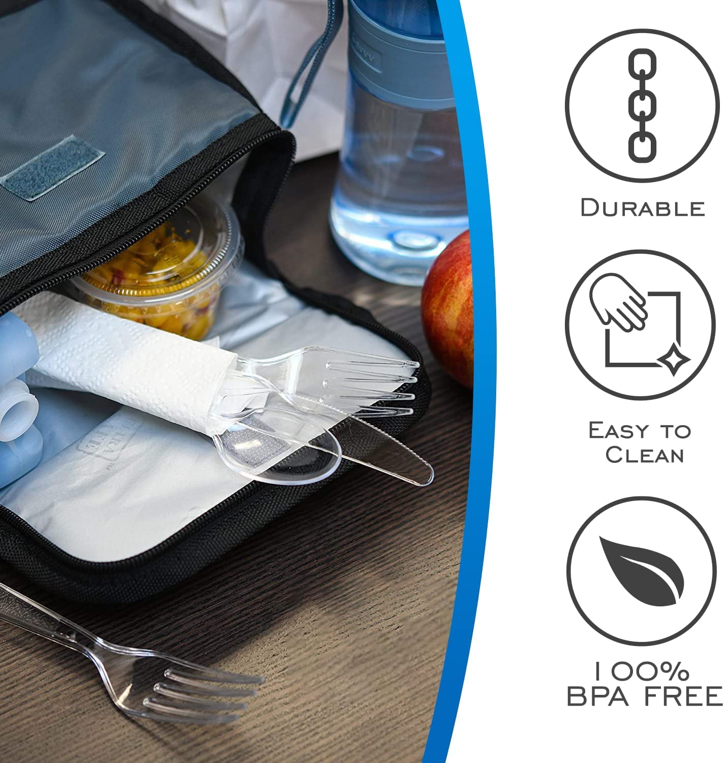 GHRTGR-Clear Disposable Plastic Cutlery Set - 96 Piece Assorted: 32 Forks, 32 Knives, 32 Spoons ...