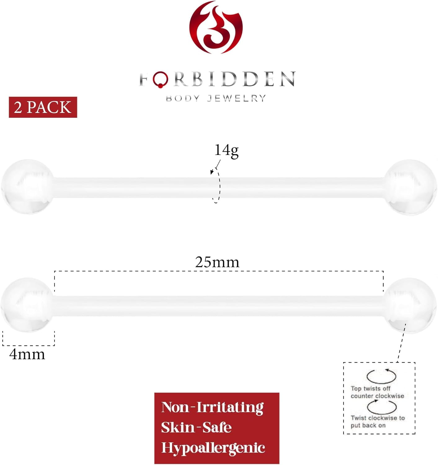 GHRTGR-Clear Piercings for Work, 14G-16G Hospital Grade PTFE Flexible ...