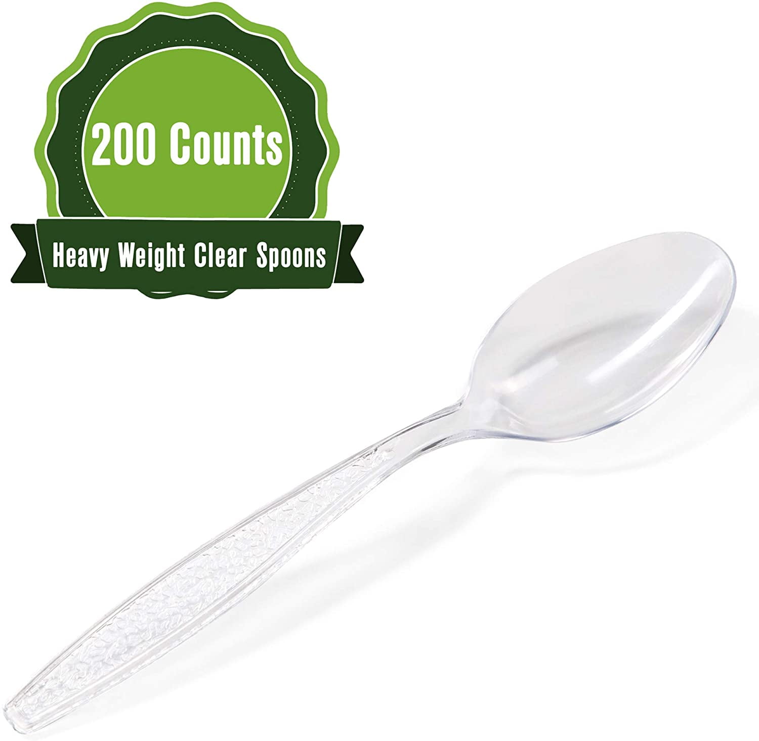 GHRTGR-Clear Plastic Spoons 200 Counts, Heavy Duty, Disposable Utensil ...