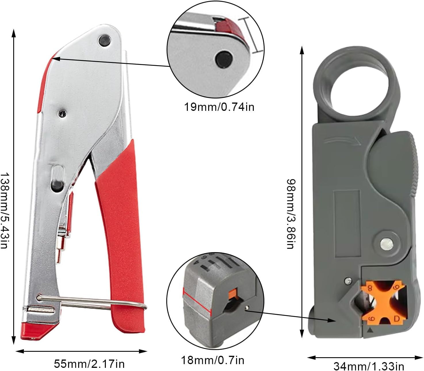 GHRTGR-Coax Cable Crimper, Coaxial Compression Tool Kit, Adjustable rg6 ...