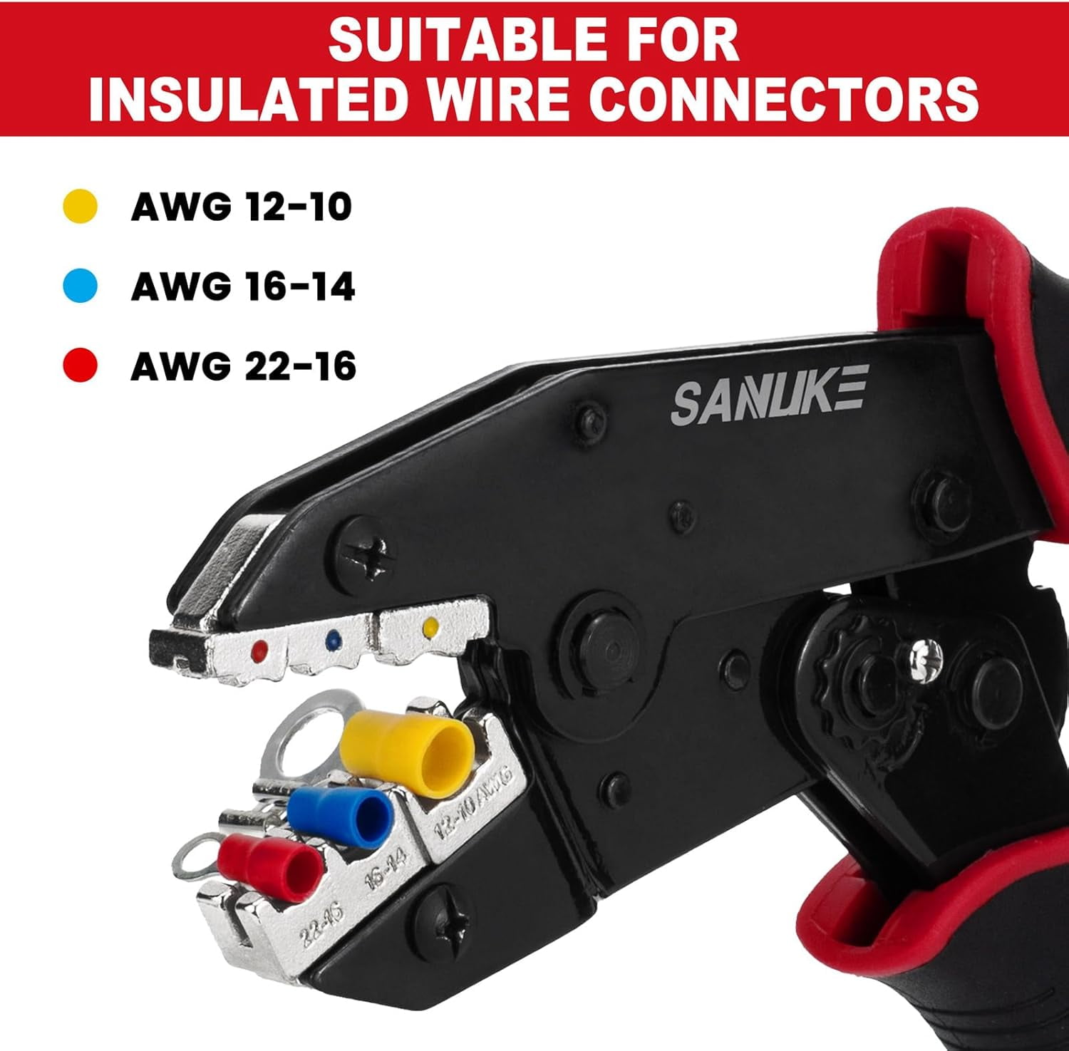 GHRTGR-Crimping Tool For Insulated Wire Connectors-AWG 22-10 Ratcheting ...