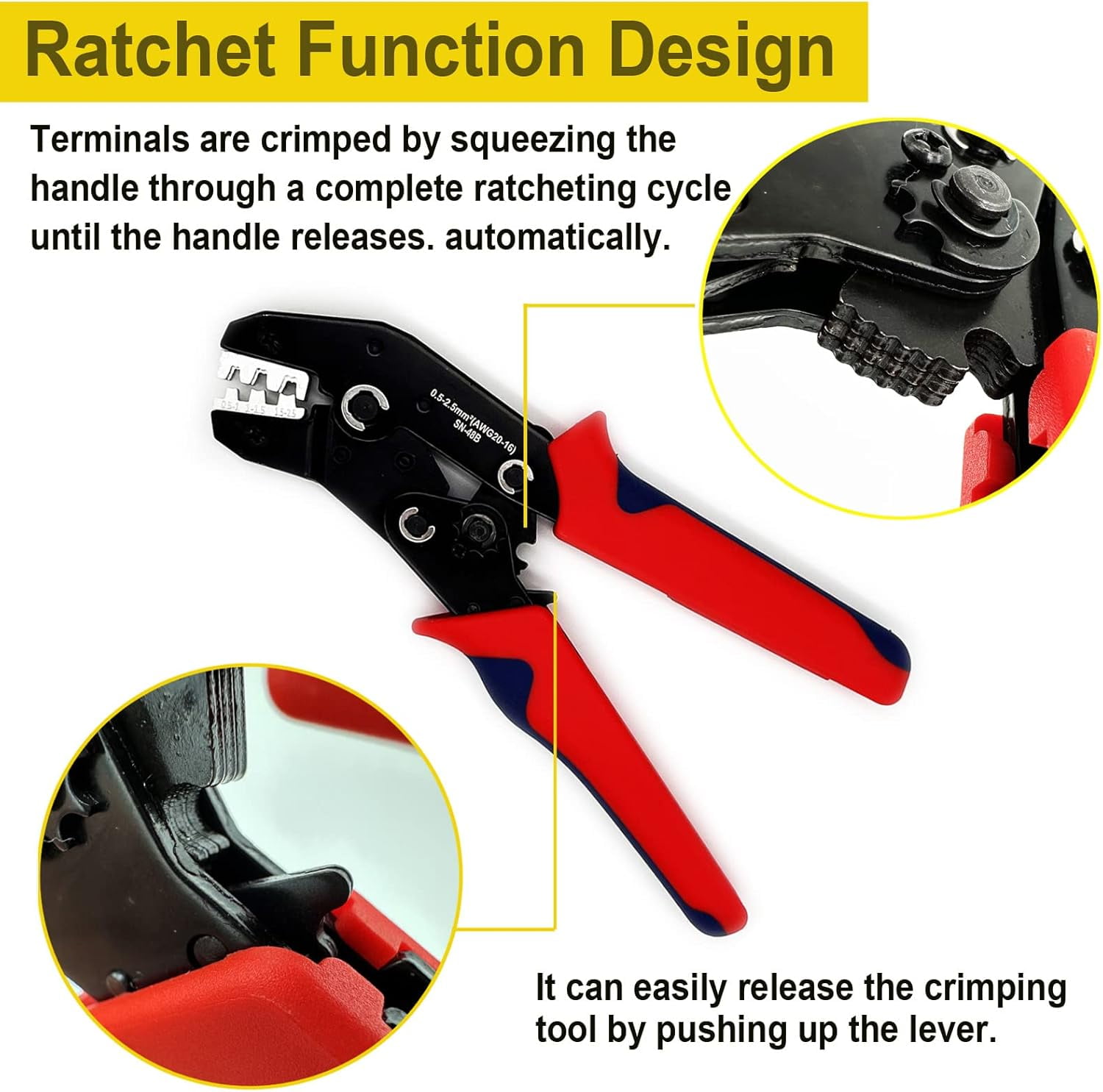 GHRTGR-Crimping Tool with Ratchet, Ratcheting Wire Crimper Tool for ...