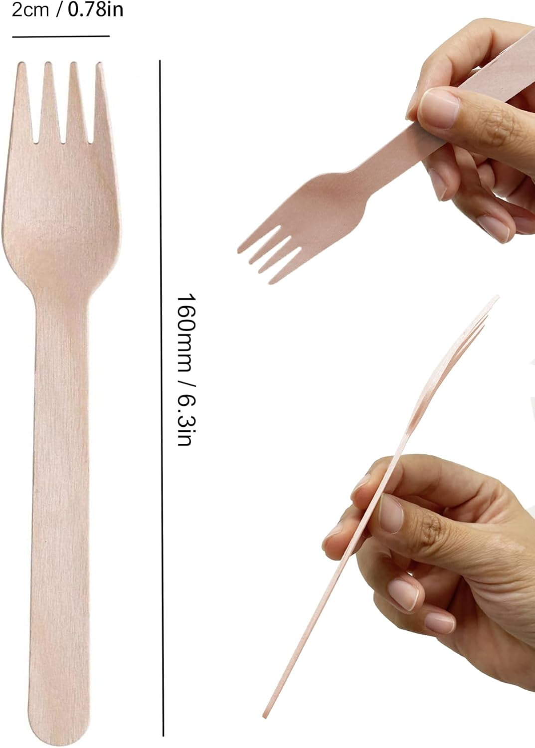 GHRTGR-Disposable Wooden Forks, 6.5" Length, Pack of 100, Natural ...
