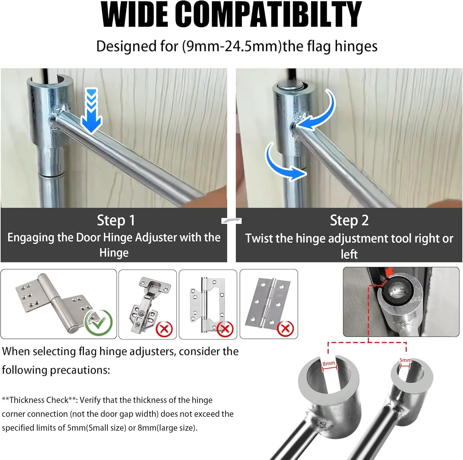 GHRTGR-Door Hinge Adjustment Tool, 2 Pcs Double Head Door Hinge ...