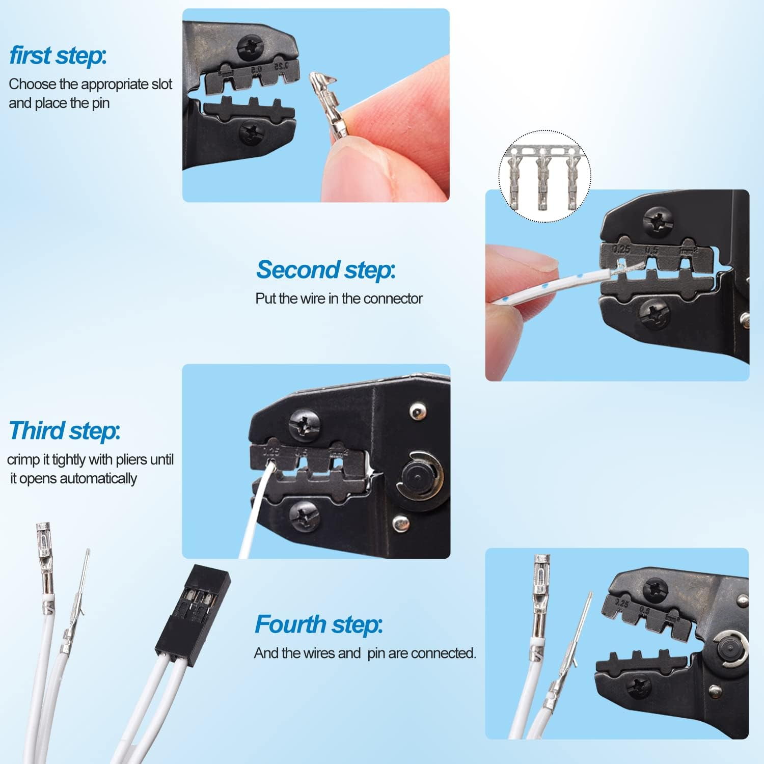 GHRTGR-Dupont Crimping Tool Kit with 600PCS 2.54mm Dupont Connector Kit SN-28B Ratcheting Wire ...