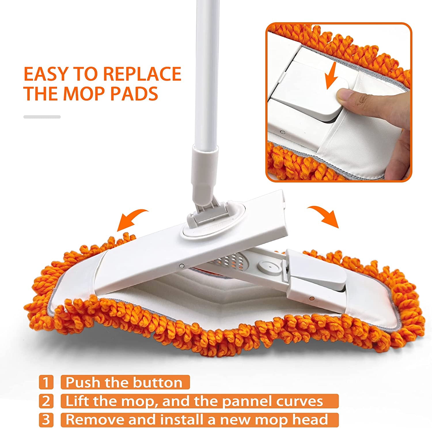 GHRTGR-Dust Mop for Floor Cleaning with Washable Microfiber Pad - Dry ...
