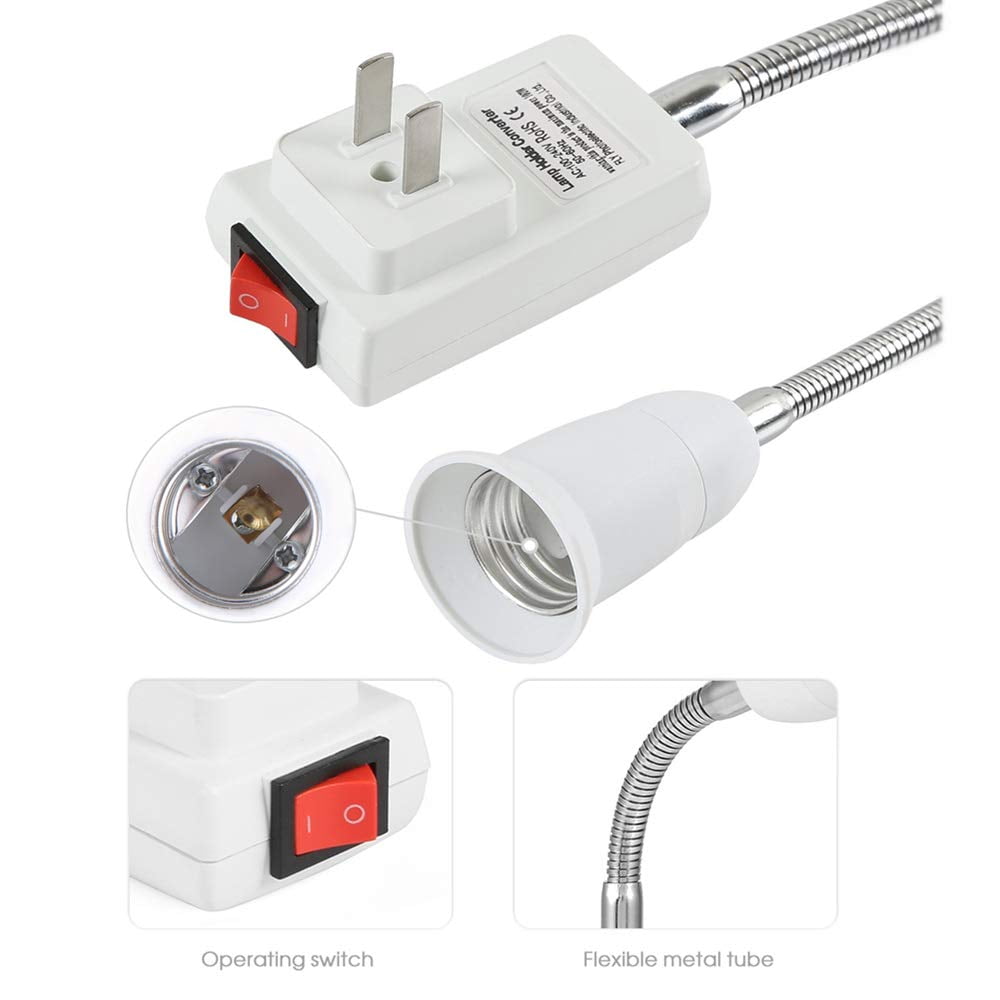 GHRTGR-E26 E27 Plug in Light Bulb Socket Adapter Extender with On/Off ...