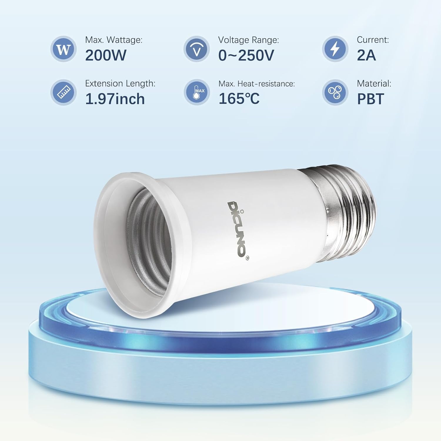 GHRTGR-E26 Socket Extender, E26 to E26 Standard Medium Base Lamp Bulb Socket Adapter of 5CM/1.97 ...