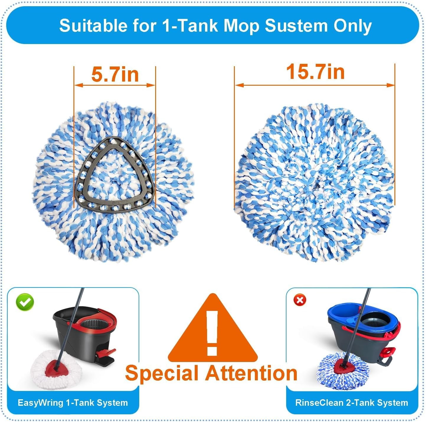 GHRTGR-Easywring 1-Tank System,Mop Replacement Heads for O-Ceda Mop ...