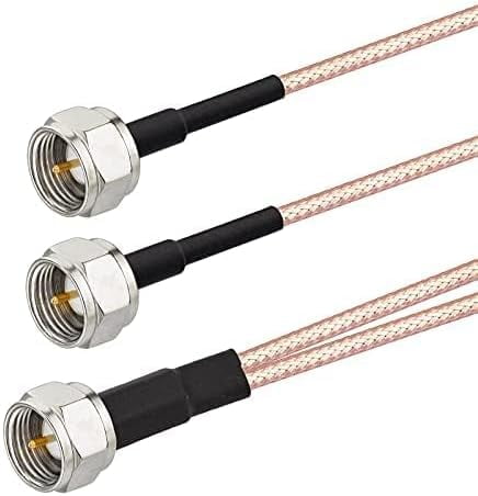GHRTGR-F Type Splitter Cable 6inch F Male to F Dual Male Coax 75 Ohm TV ...