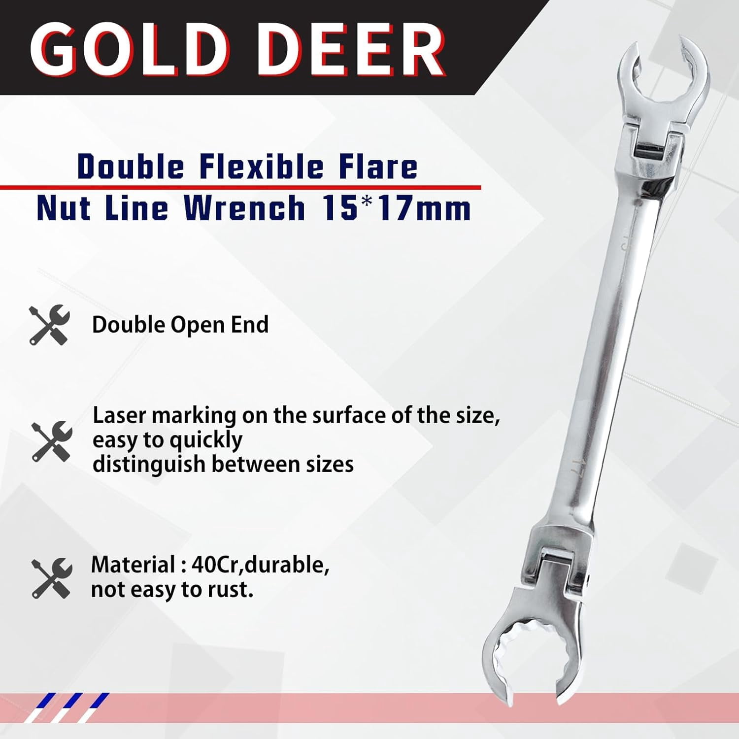 GHRTGR-Flex Head Flare Nut Wrench 15 * 17mm Flexible Line Wrench Set ...