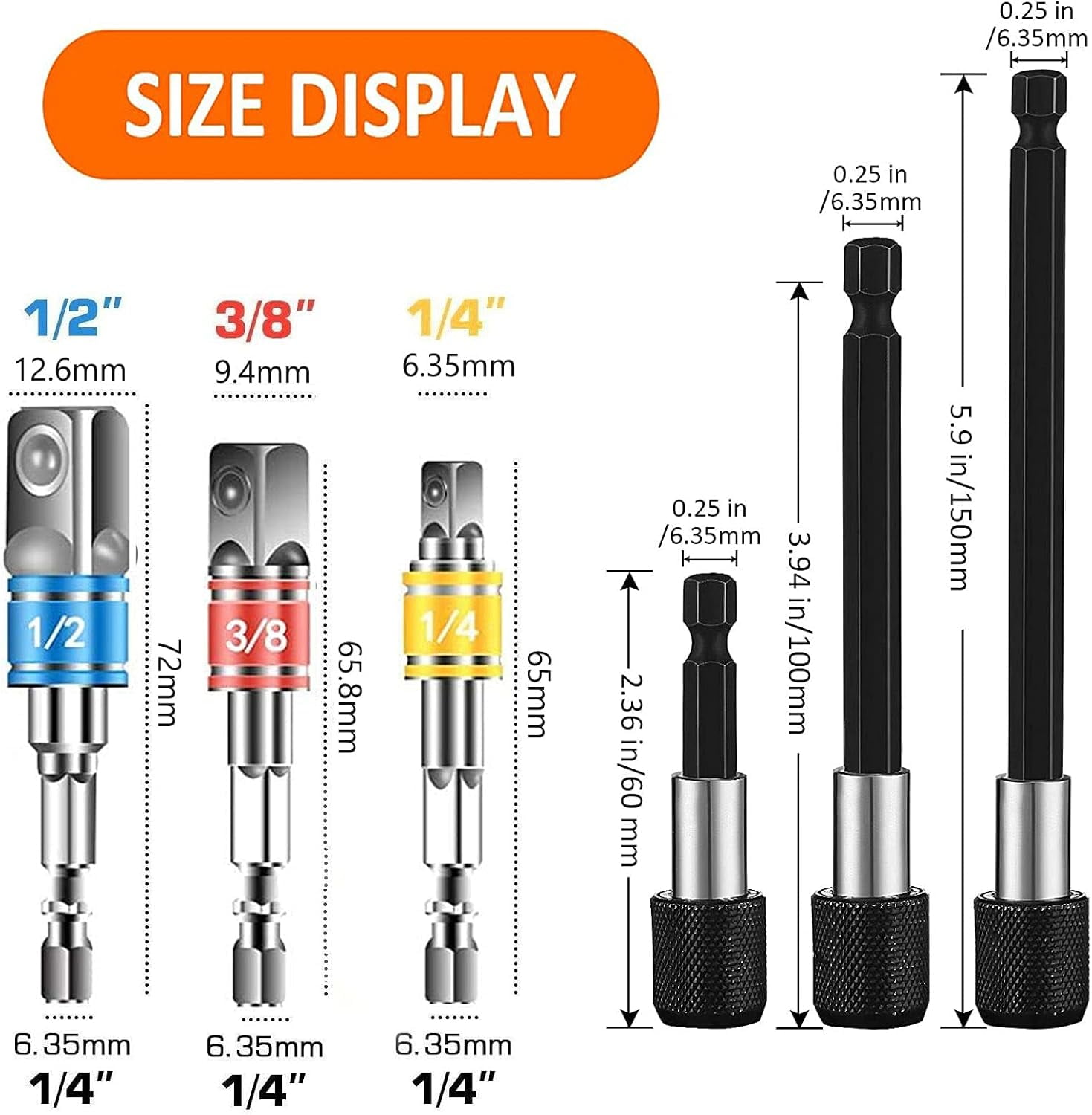 GHRTGR-Flexible Drill Bit Extension Set 14 Pcs,Hex Shank Drill Bit Holder Extension Set 3 Pcs,90 ...