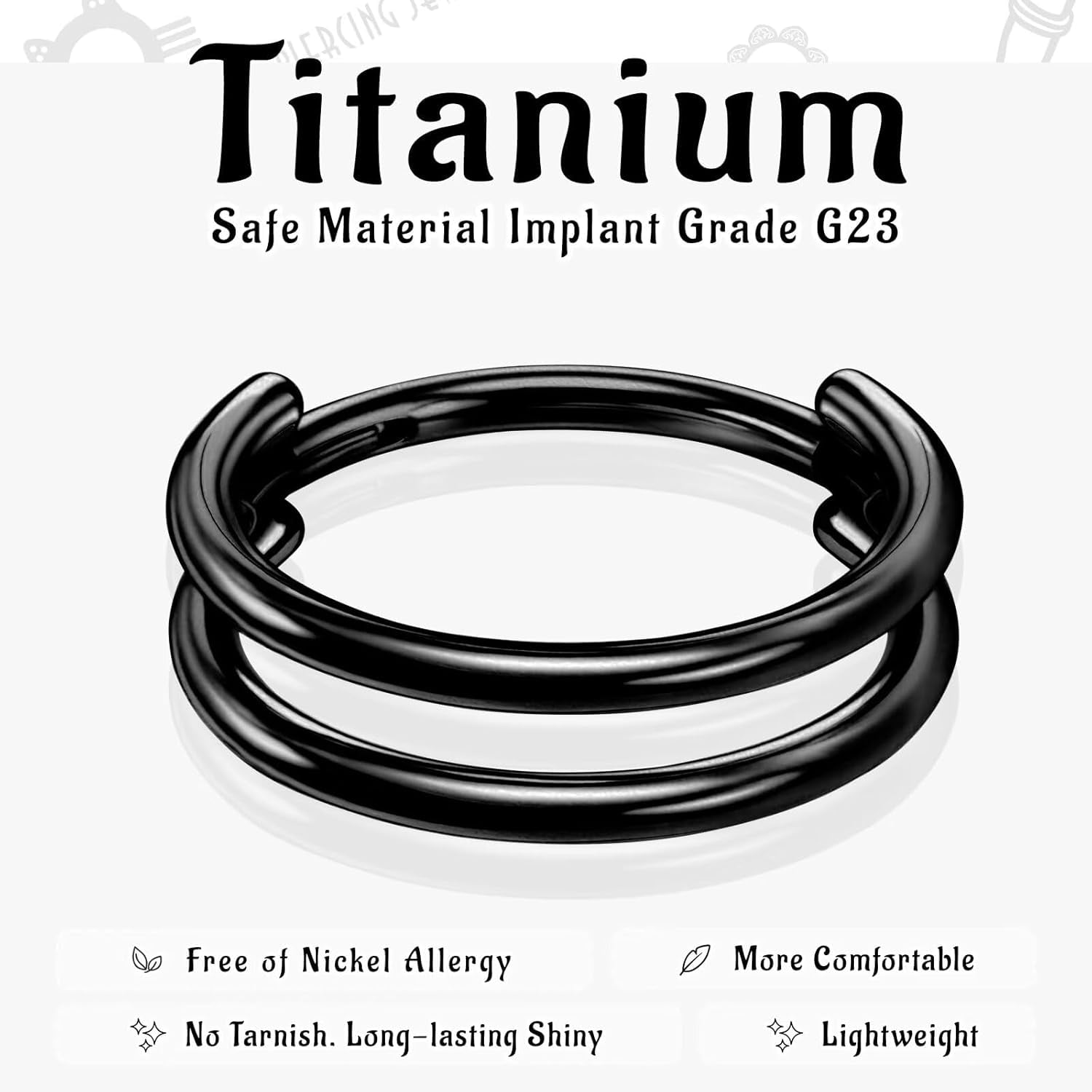 GHRTGR-G23 Titanium Conch Piercing Jewelry Set: 16G 8mm/10mm/12mm ...