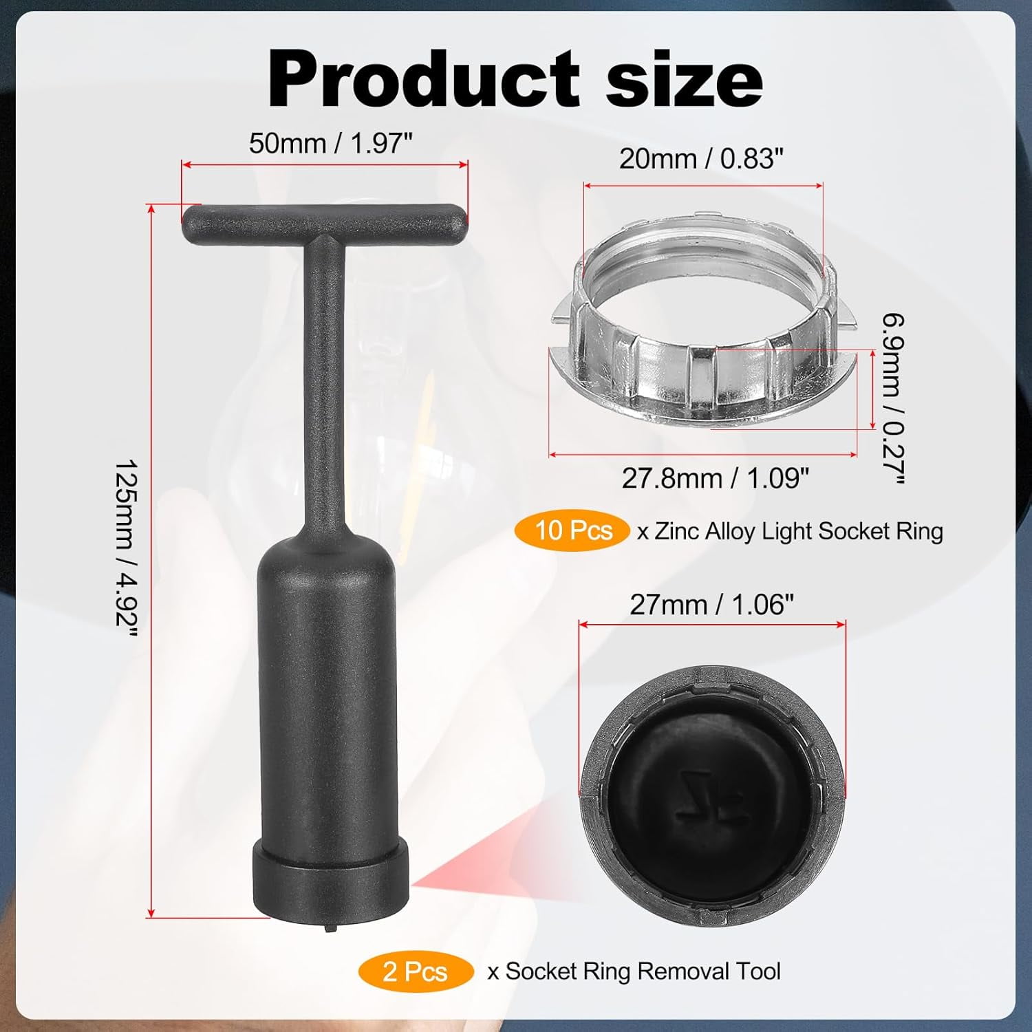 GHRTGR-G9 Light Socket Rings Kit, Lamp Shade Holder Adapter 10 Zinc ...