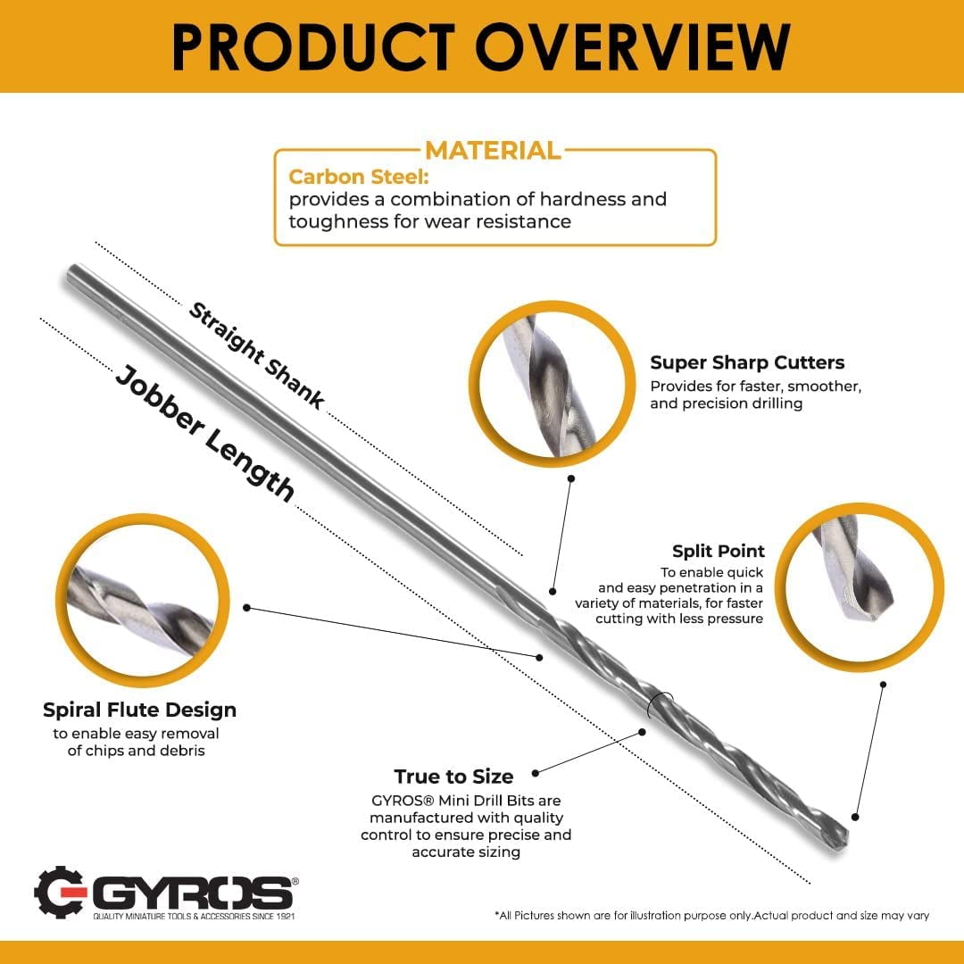 GHRTGR-GYROS 25 PCS #58 Micro Drill Bit Set Small Drill Bits for ...