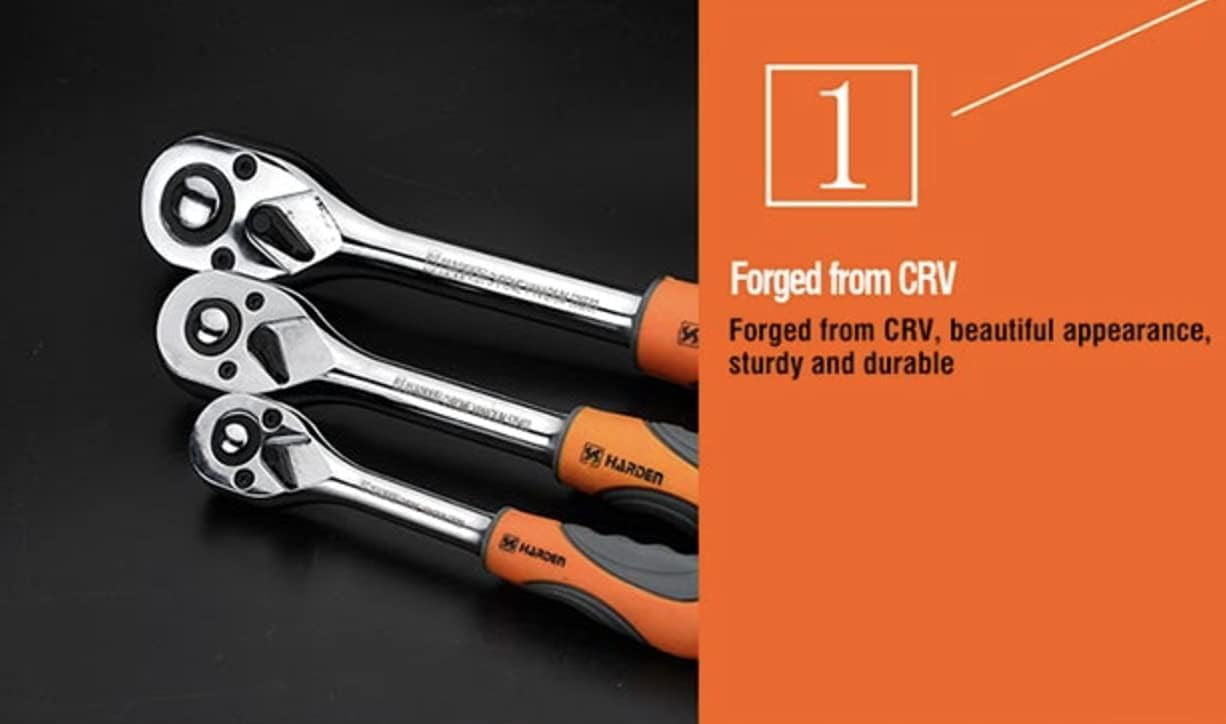 GHRTGR-Harden Pro Socket Wrench - 72 Tooth Reversible CRV Steel Quick ...