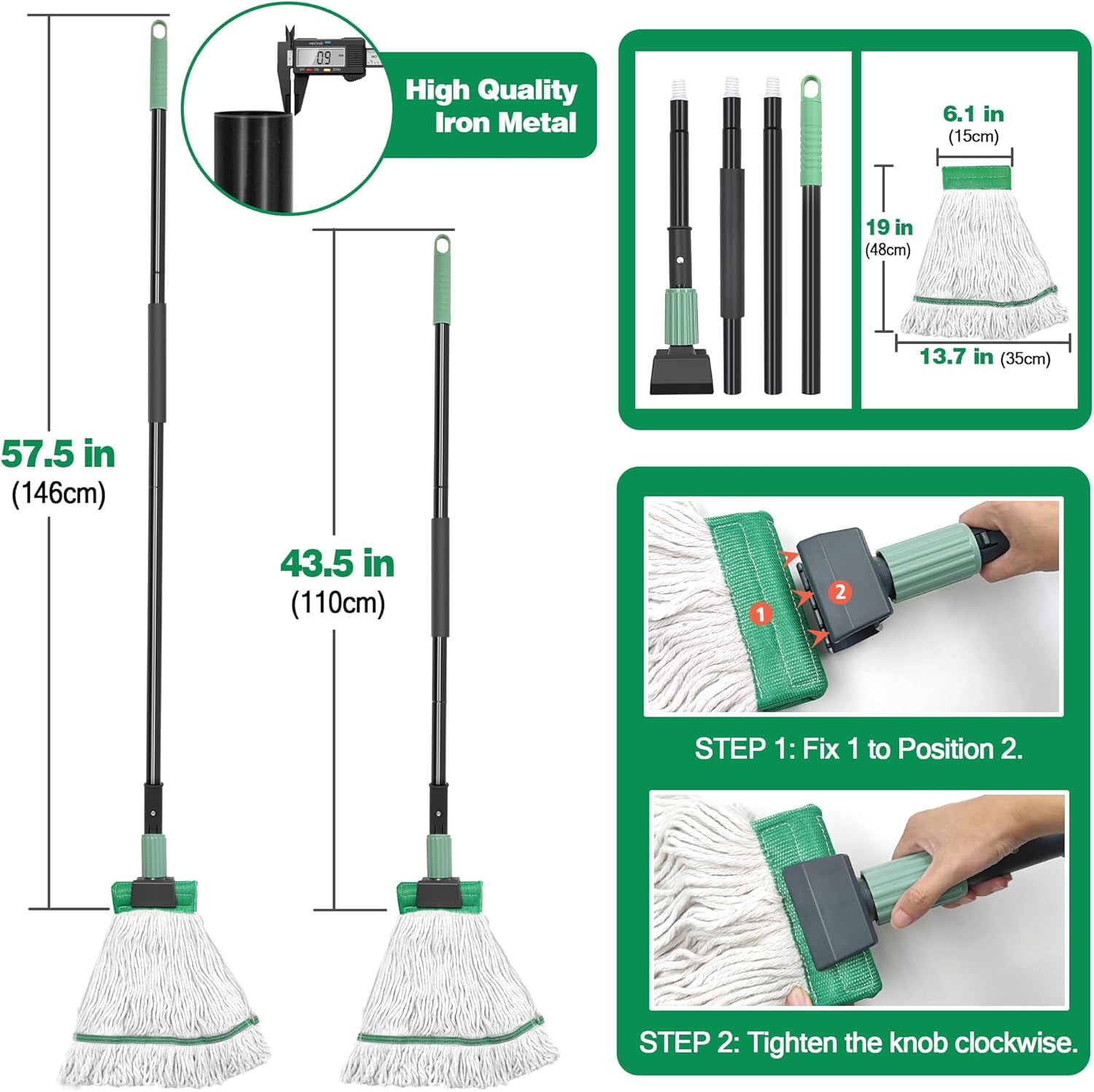 GHRTGR-Heavy Duty Mop for Floor Cleaning, Industrial Commercial Mop ...