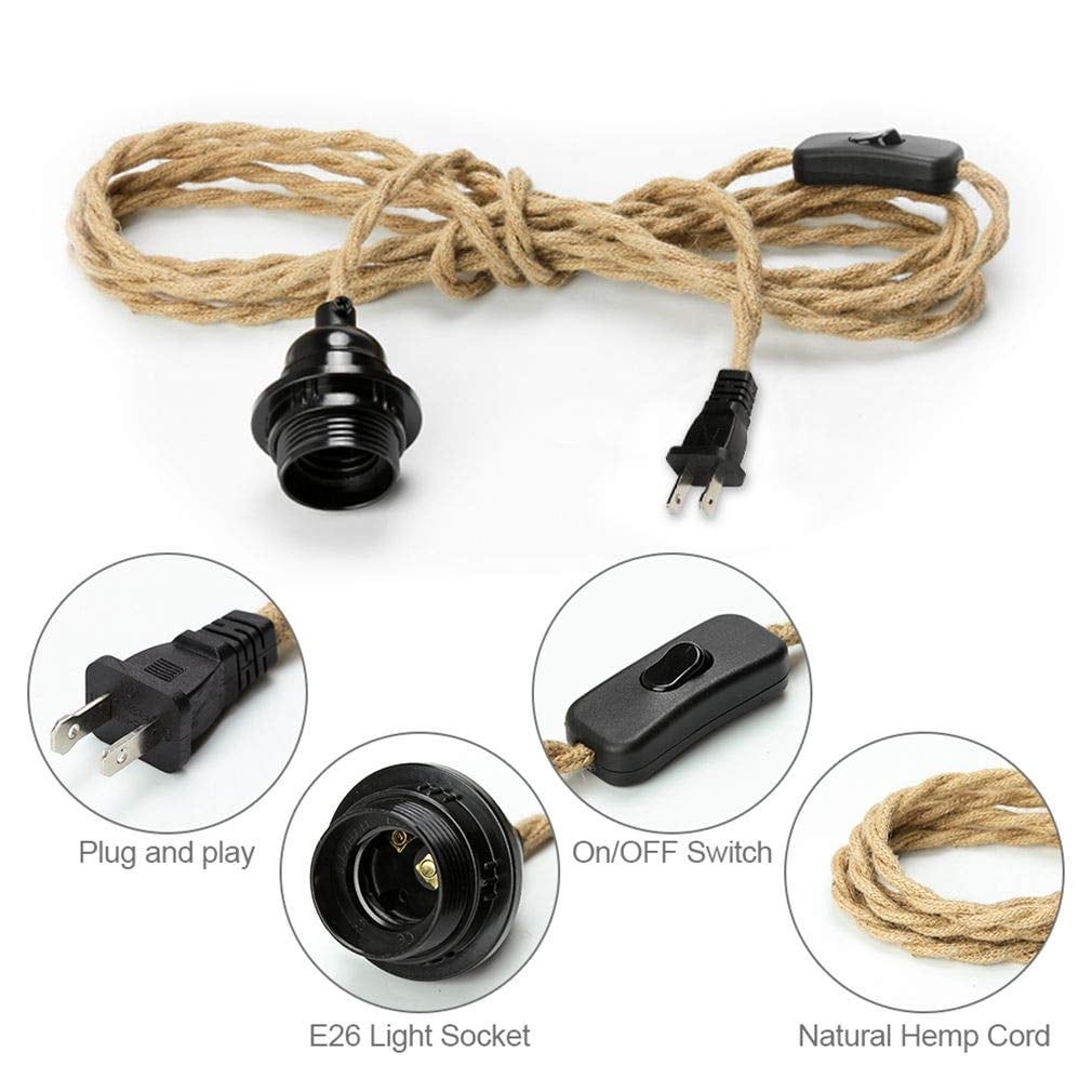 GHRTGR-Industrial 15ft Pendant Lights - Hanging Light Kit with Switch ...