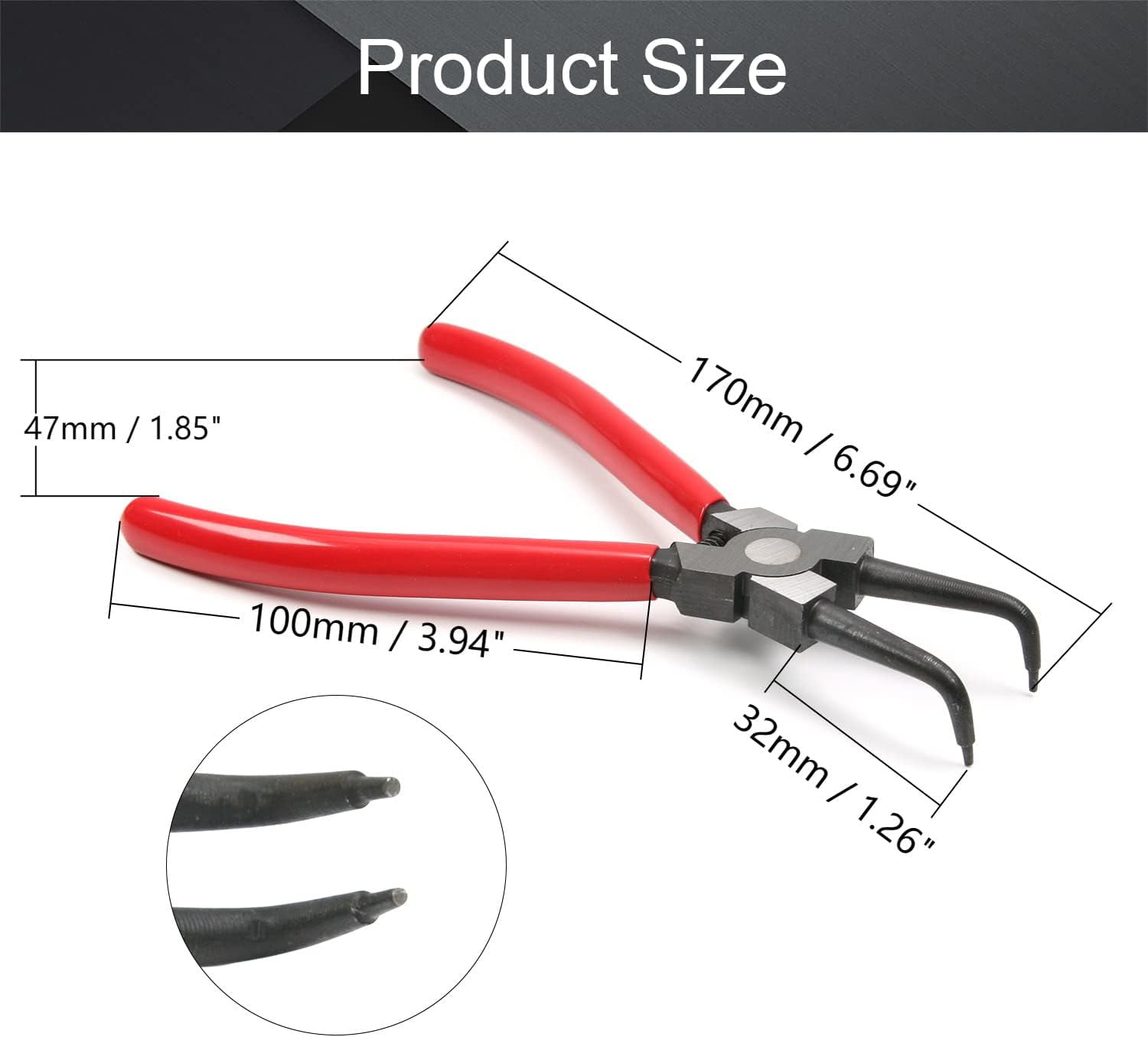 GHRTGR-Internal Snap Ring Pliers 7 Inch 90 Degree Bent Retaining Ring ...