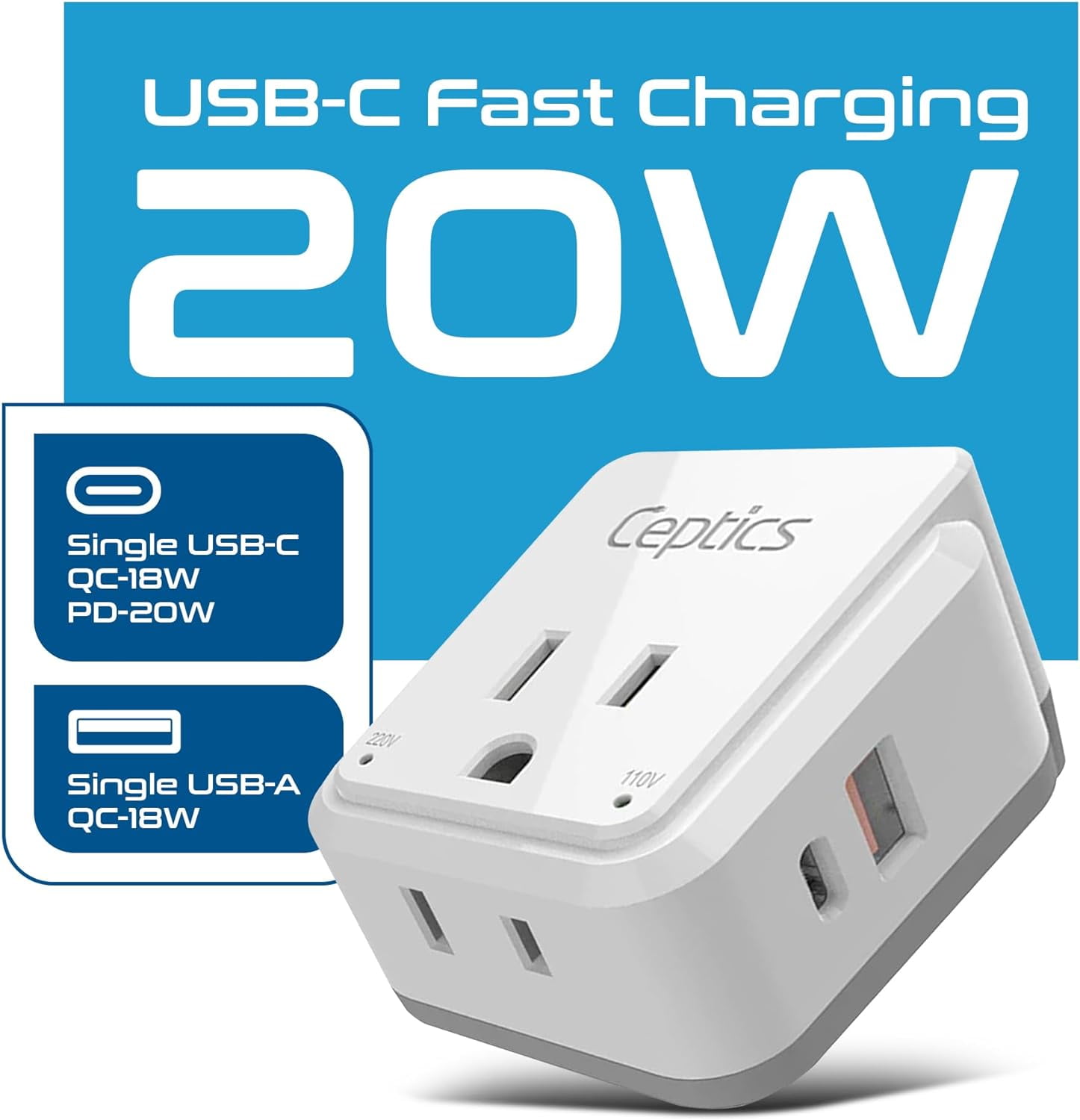 GHRTGR-Japan, Philippines Power Travel Plug Adapter Set, 20W PD & QC ...