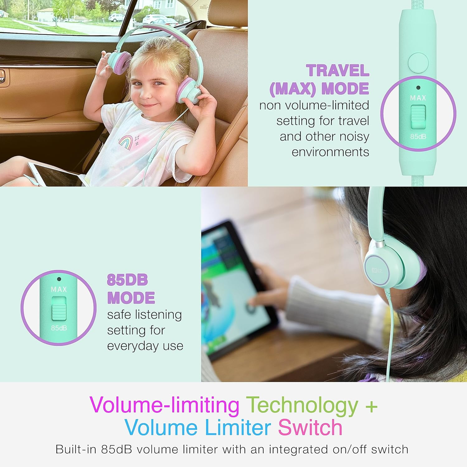 GHRTGR-KidJamz KJ45 Children‘s Safe Listening Headphones with Volume Limiter & Microphone ...