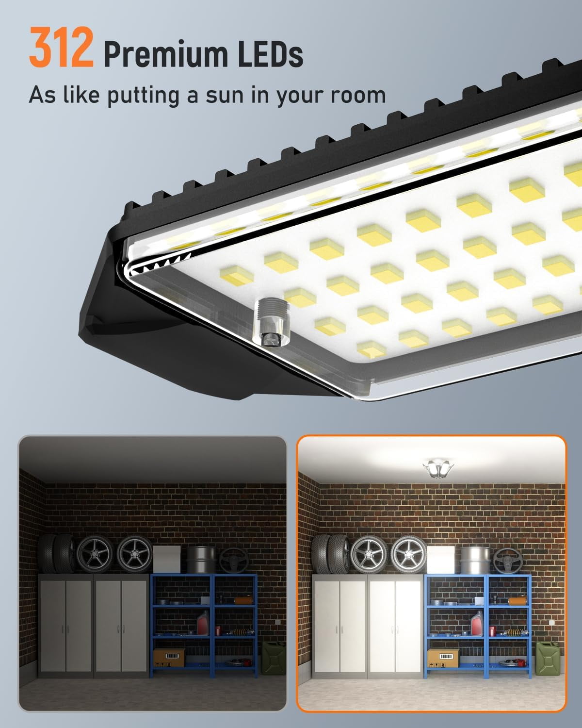 GHRTGR-LED Garage Ceiling Light -10000Lm Deformable Ultra Bright Screw ...