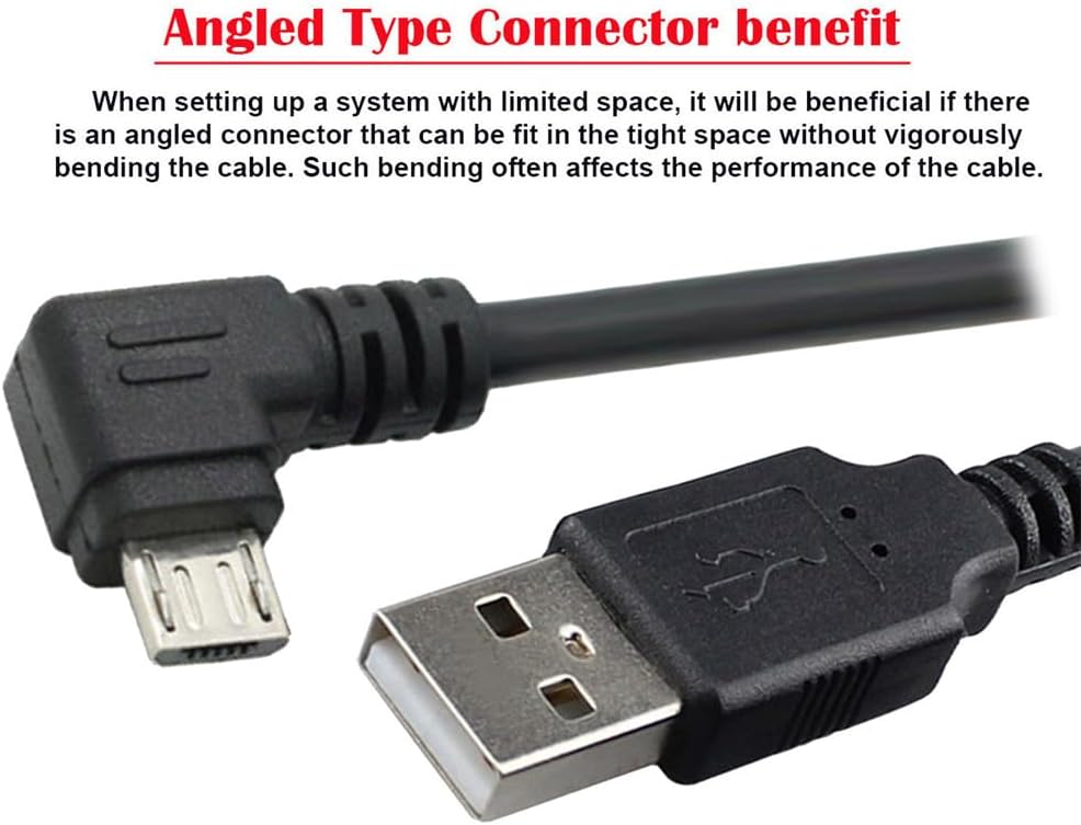 GHRTGR-Left Angled 90 Degree Micro USB 5Pin to USB 2.0 Type-A Data ...