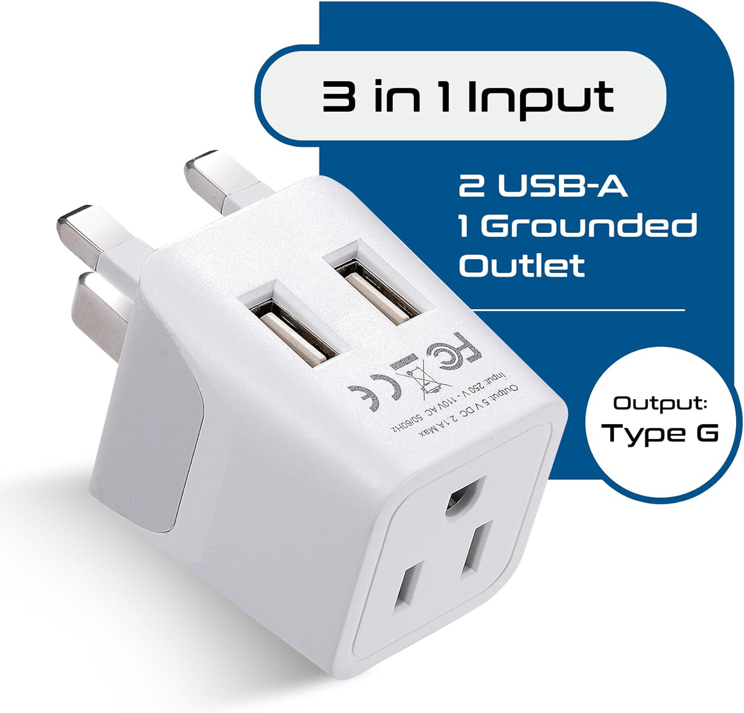 GHRTGR-London, Hong Kong, Ireland Travel Adapter Plug - With Dual USB ...