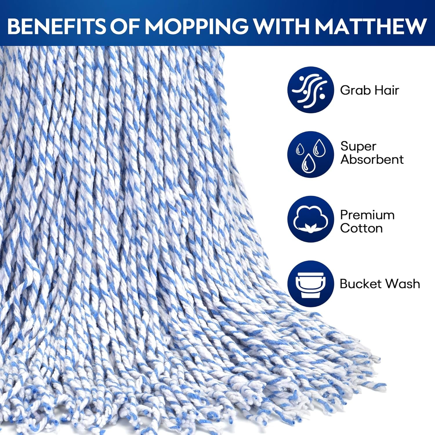 GHRTGR-MATTHEW CLEANING Looped-Open Cotton Wet Mop 1.25'' Universal ...