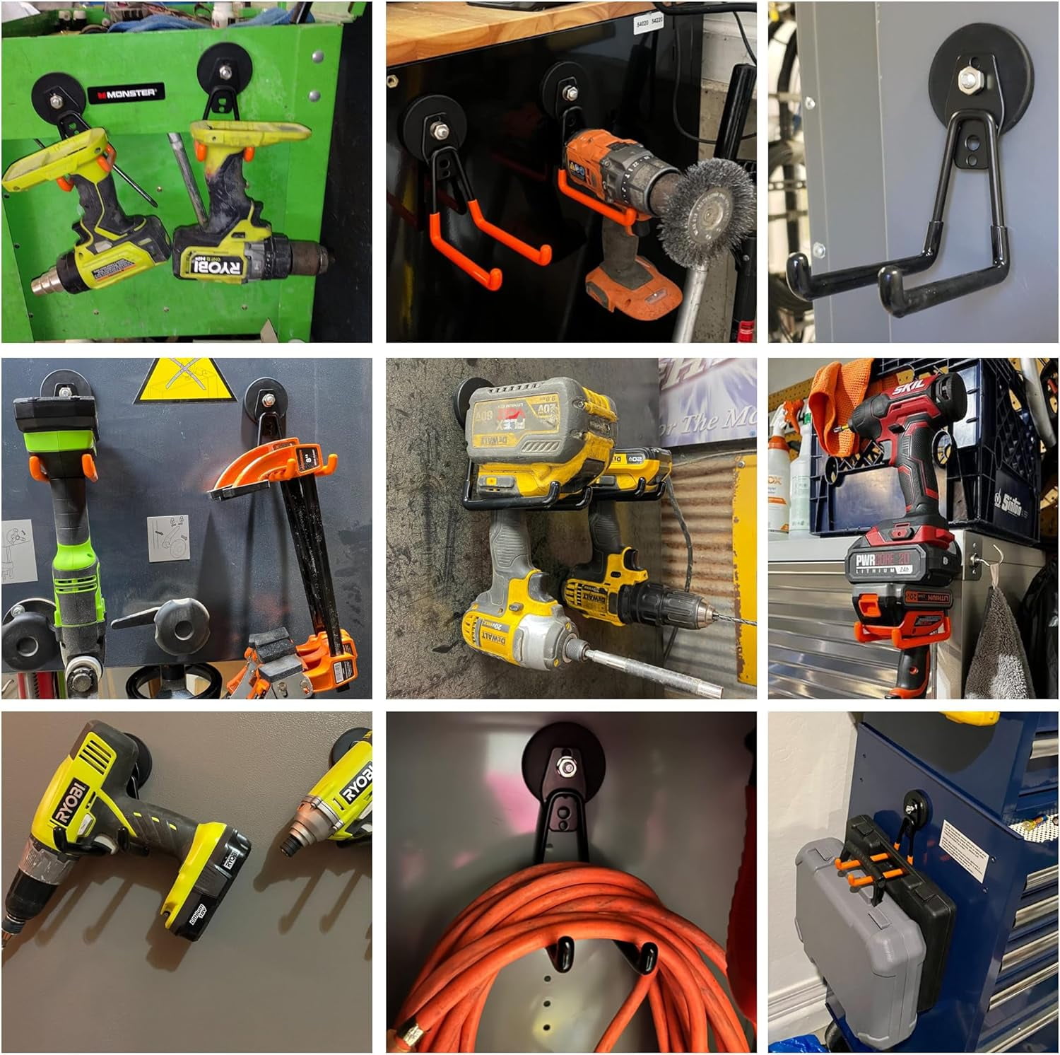 GHRTGR-Magnetic Power Tool Organizer,Cordless Drill Garage Hook Heavy ...