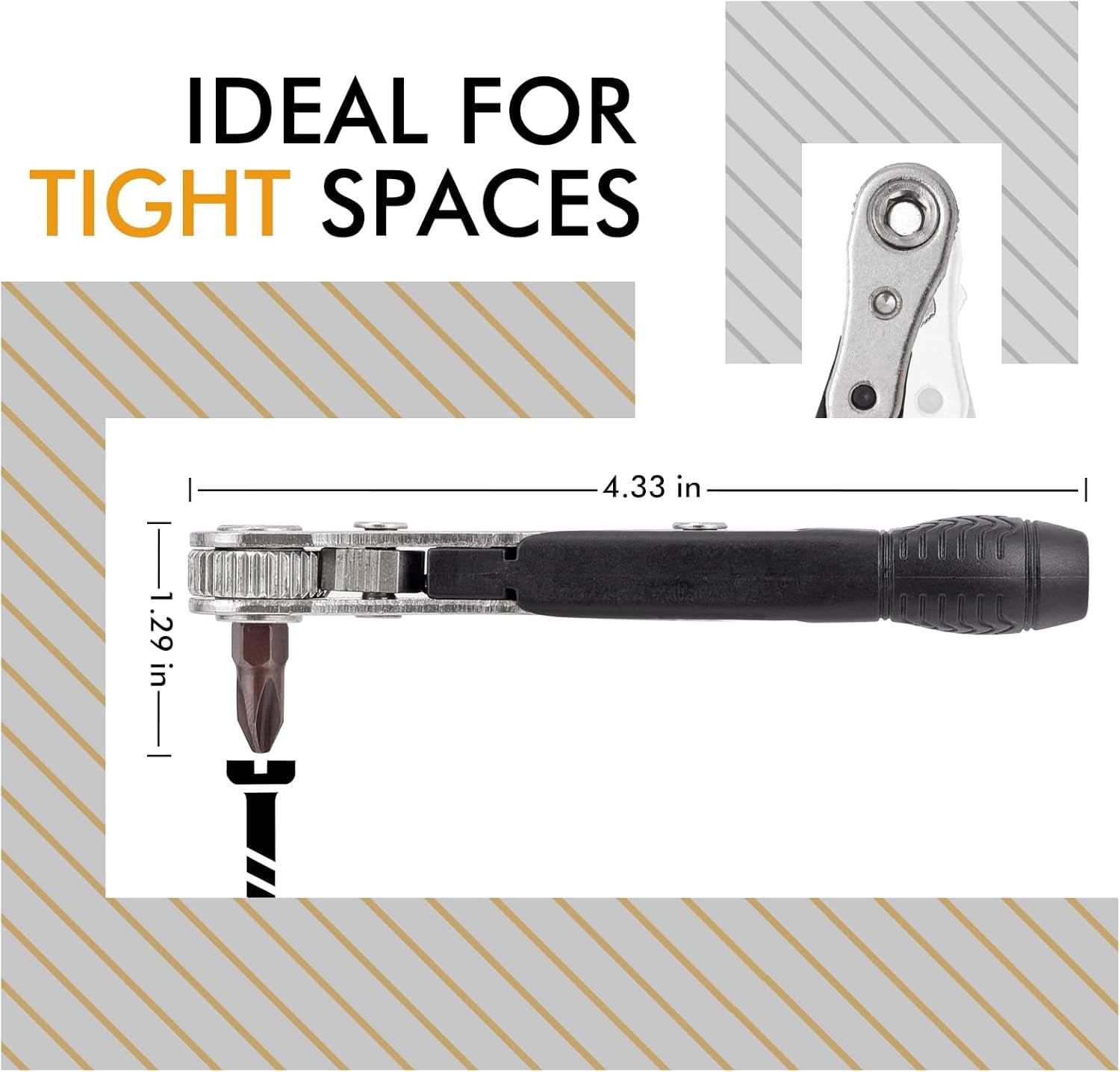 GHRTGR-Mini Ratchet Set, Right Angle Screwdriver set with 1/4 Mini ...