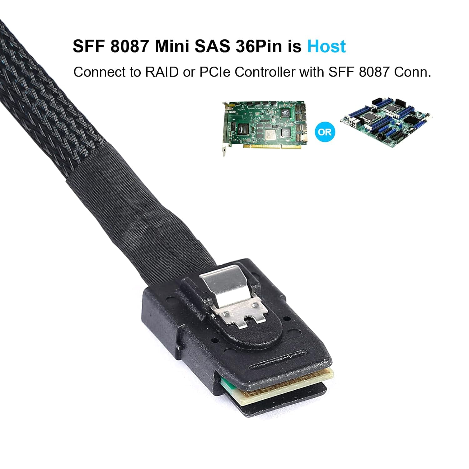 GHRTGR-Mini SAS to SATA Cable: 0.5M SFF-8087 to SATA 90 Degree Right ...
