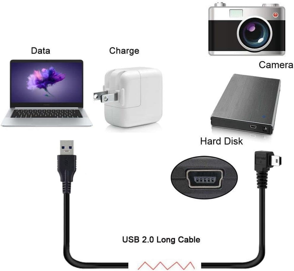 GHRTGR-Mini USB Cable USB 2.0 Male to Mini USB 5 Pin Male 90 Degree UP ...