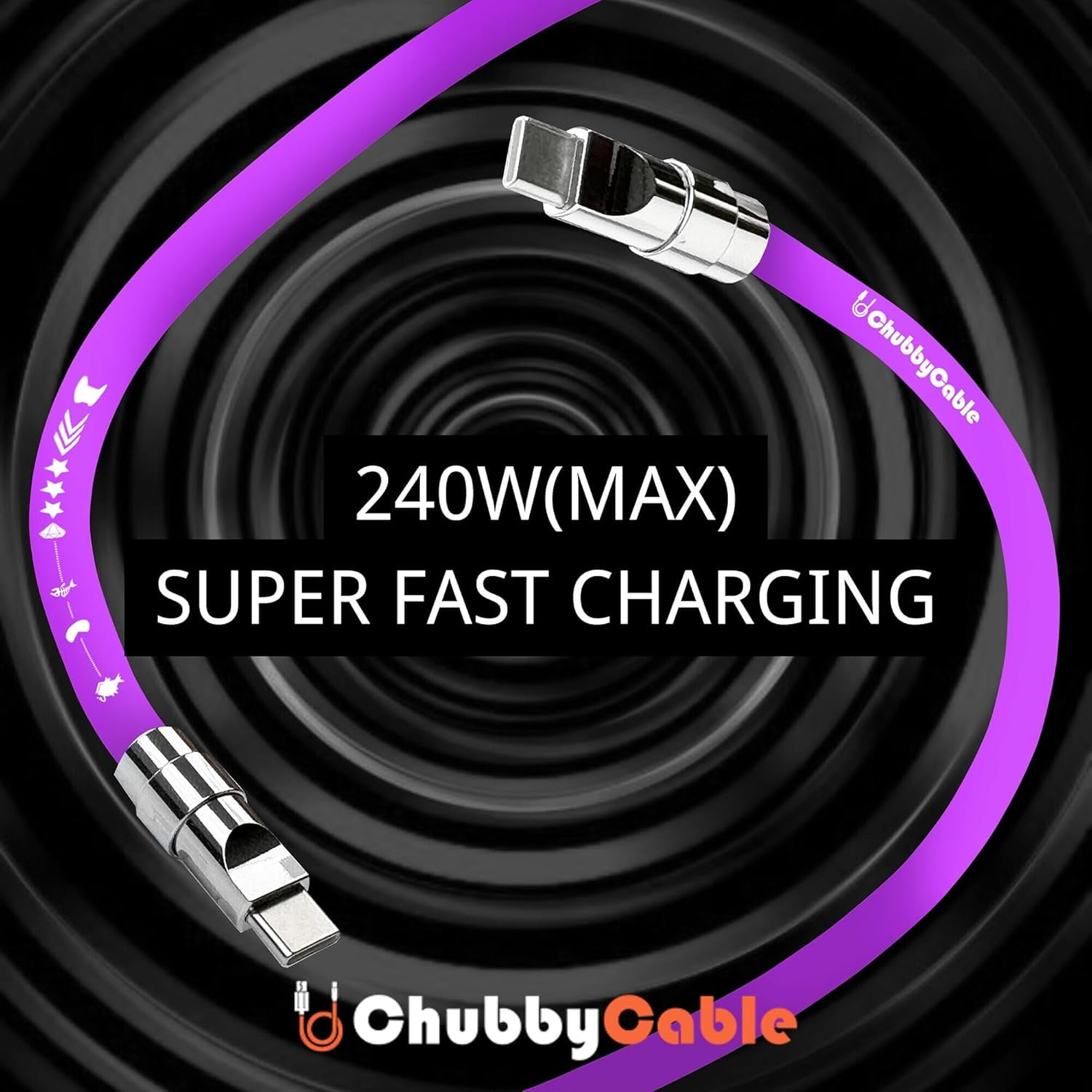 GHRTGR-Mirrored Head Chubby - 240W Fast Charging Cable Ultra-Thick ...