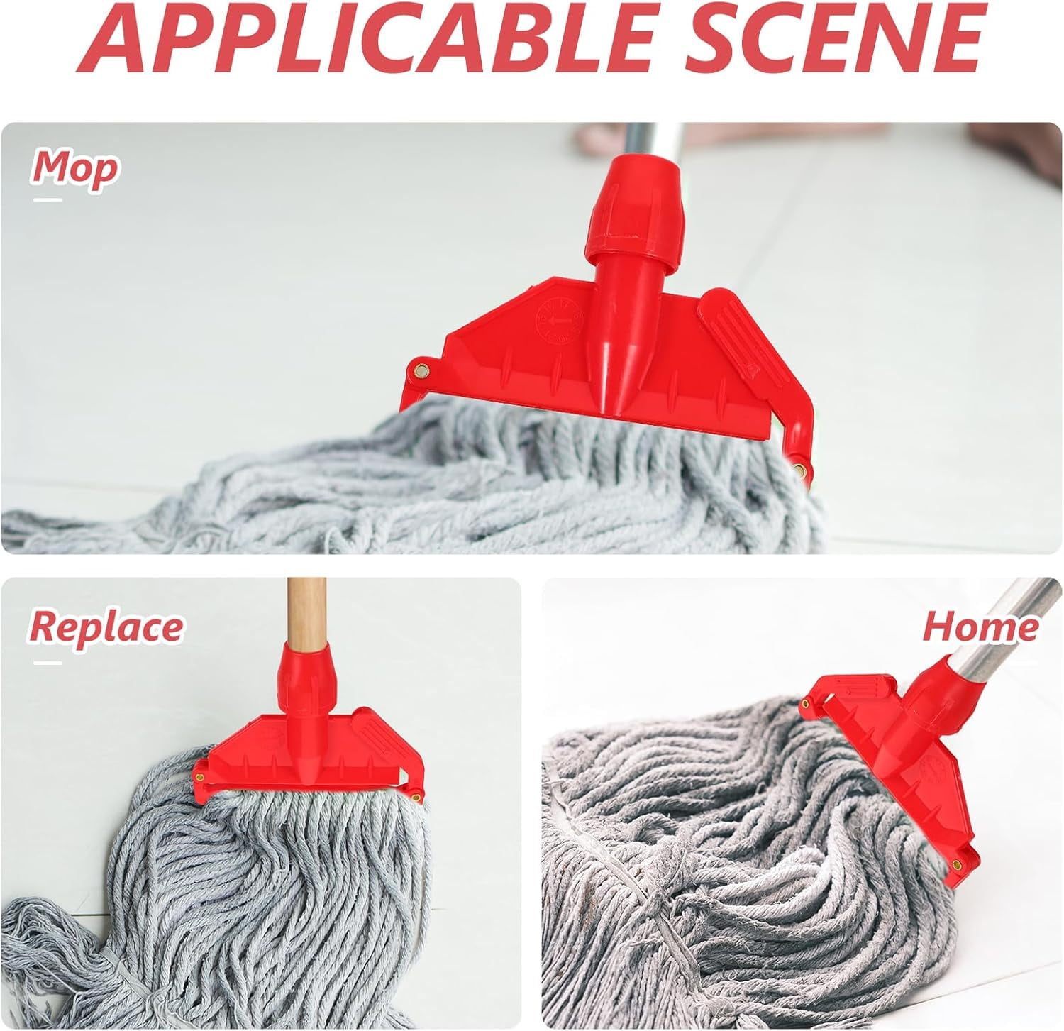GHRTGR-Mop Head Clamp Replacement, Detachable Mop Handle Part, Easy ...
