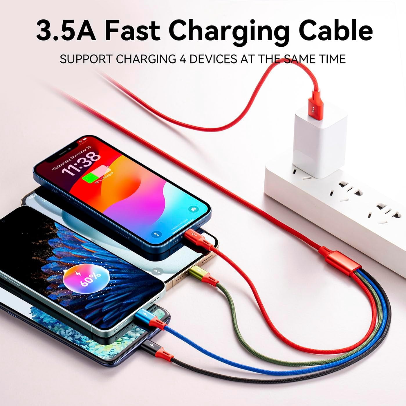 GHRTGR-Multi Charging Cable 3.5A, [2Pack 6Ft] 4 in 1 Fast Charging ...