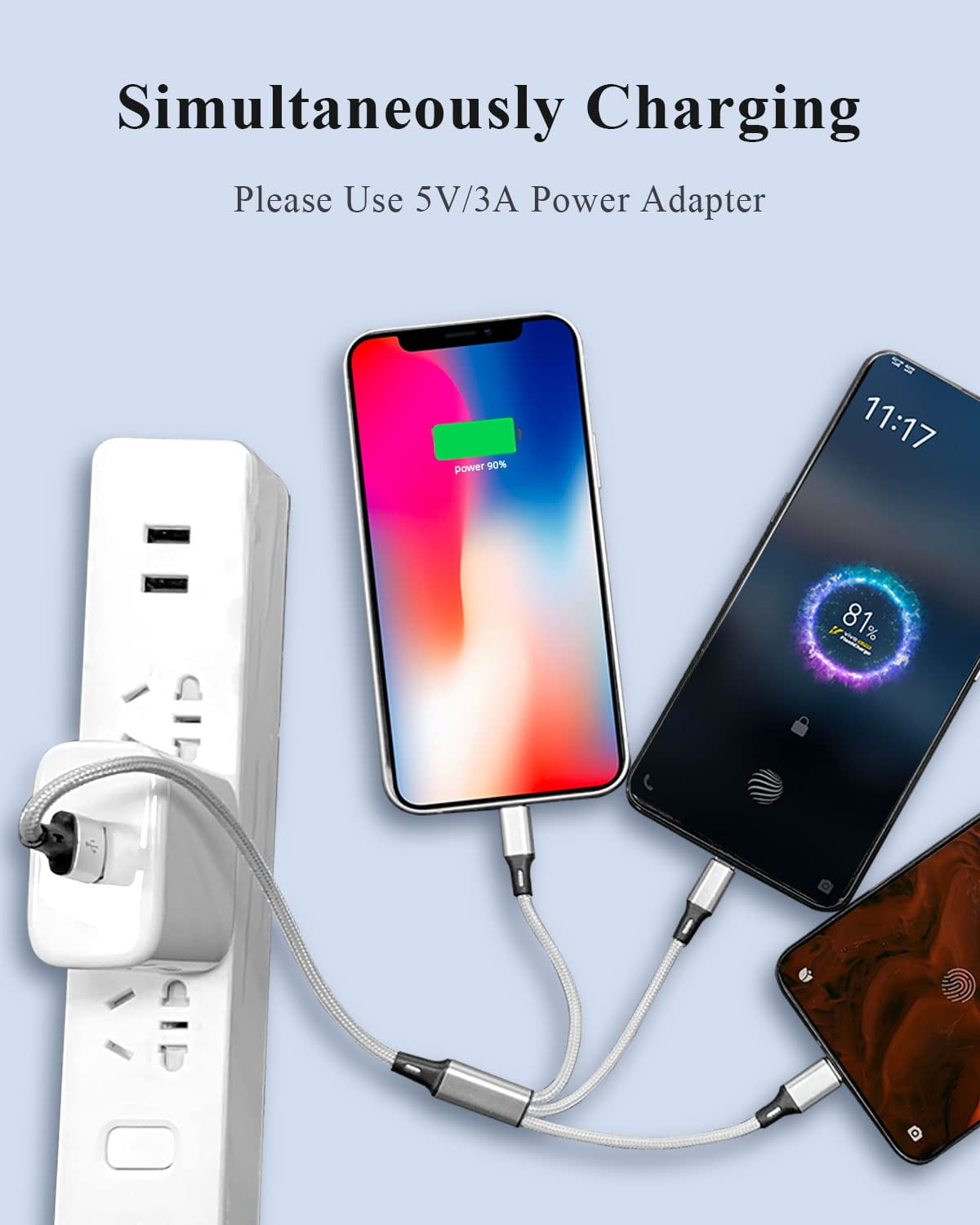 GHRTGR-Multi Charging Cable, (3Pack 1FT) Short Multi USB Charger Cable ...